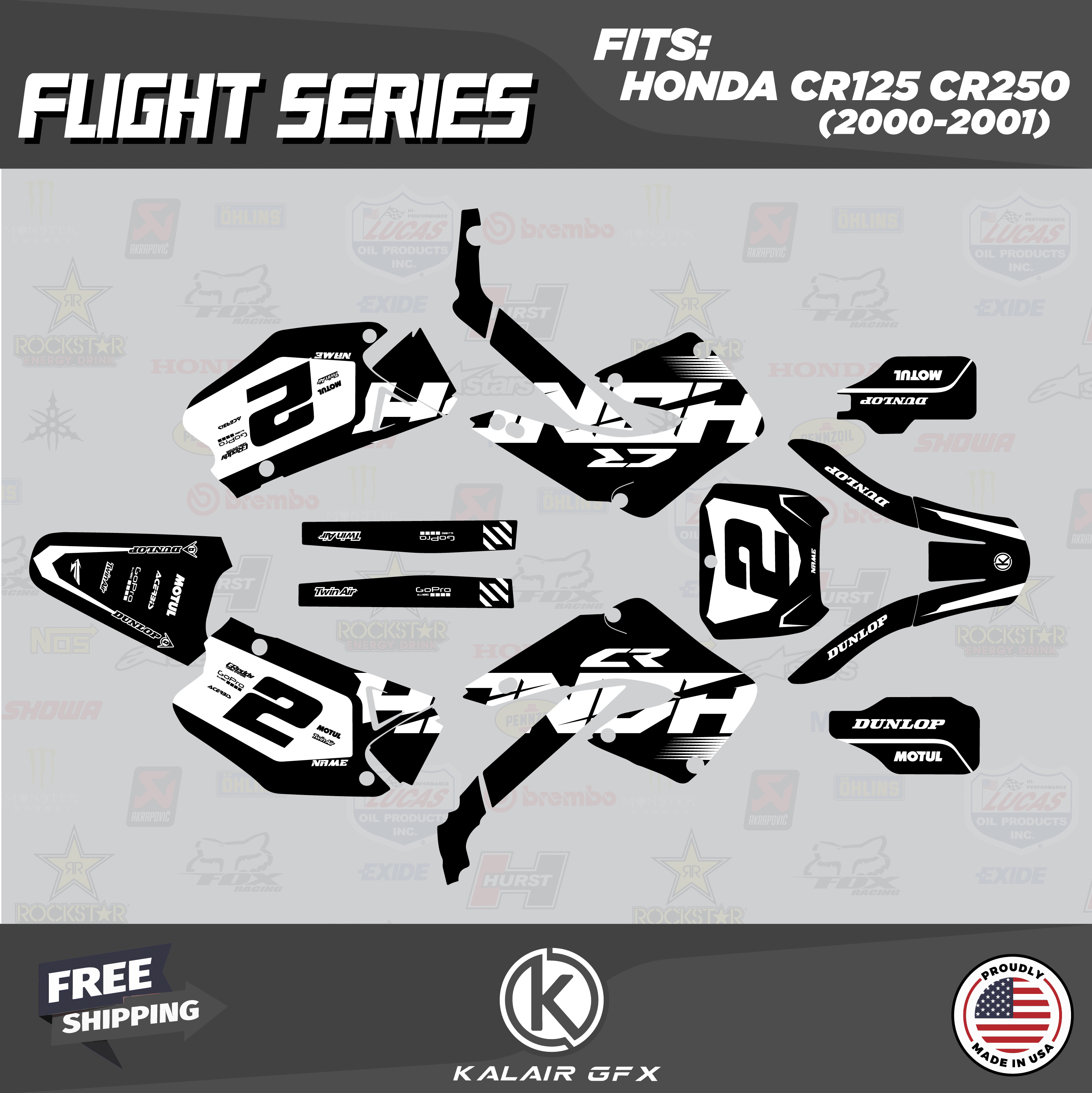 Kalair GFX Graphics Kit for Honda CR250 (2000-2001) Flight Series ...