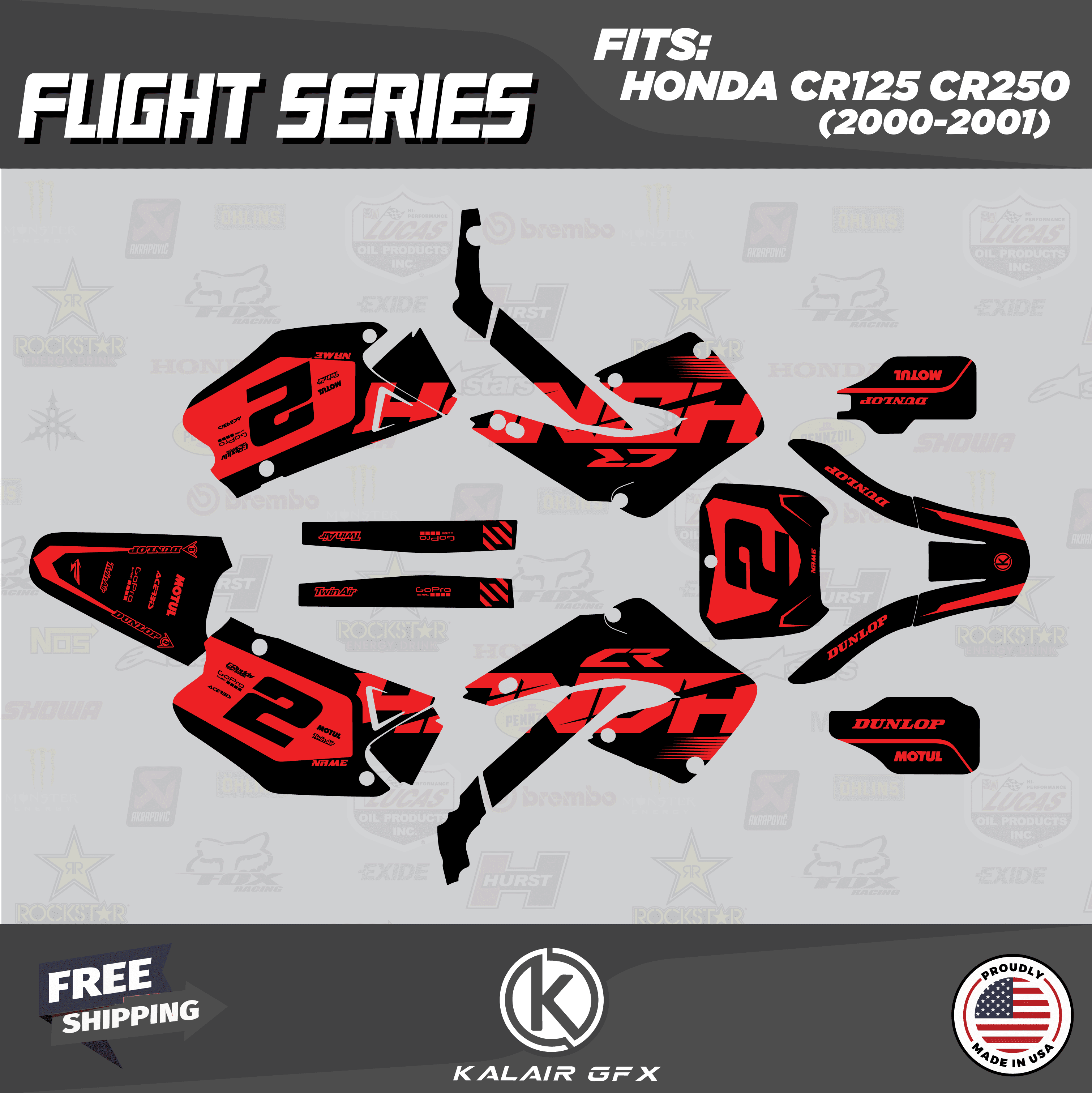 Kalair GFX Graphics Kit for Honda CR250 (2000-2001) Flight Series ...