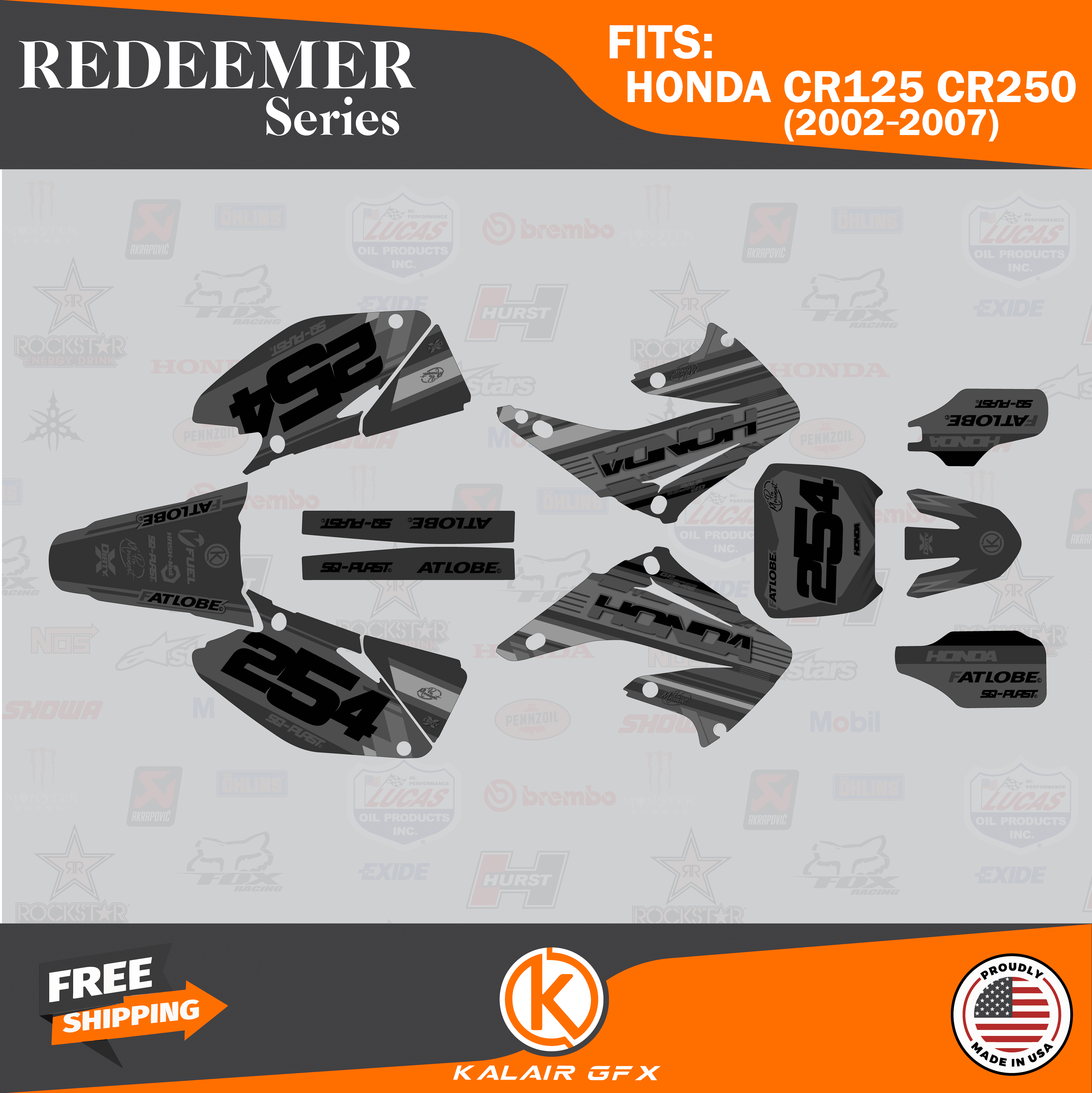 Kalair GFX Graphics Kit for Honda CR250 (2002-2007) Redeemer Series ...