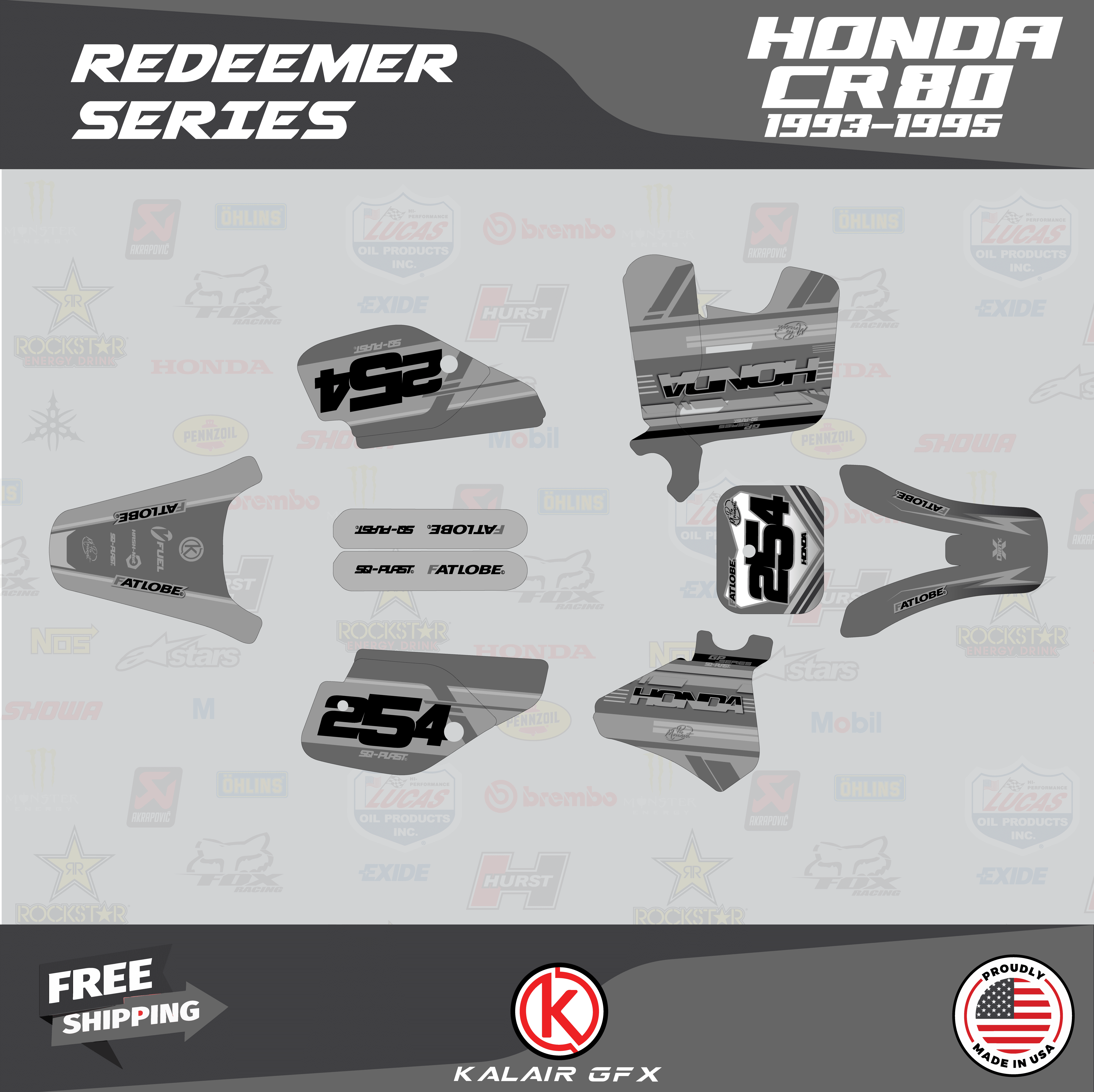 Kalair GFX Graphics Kit for Honda CR80 (1993-1995) Redeemer Series ...