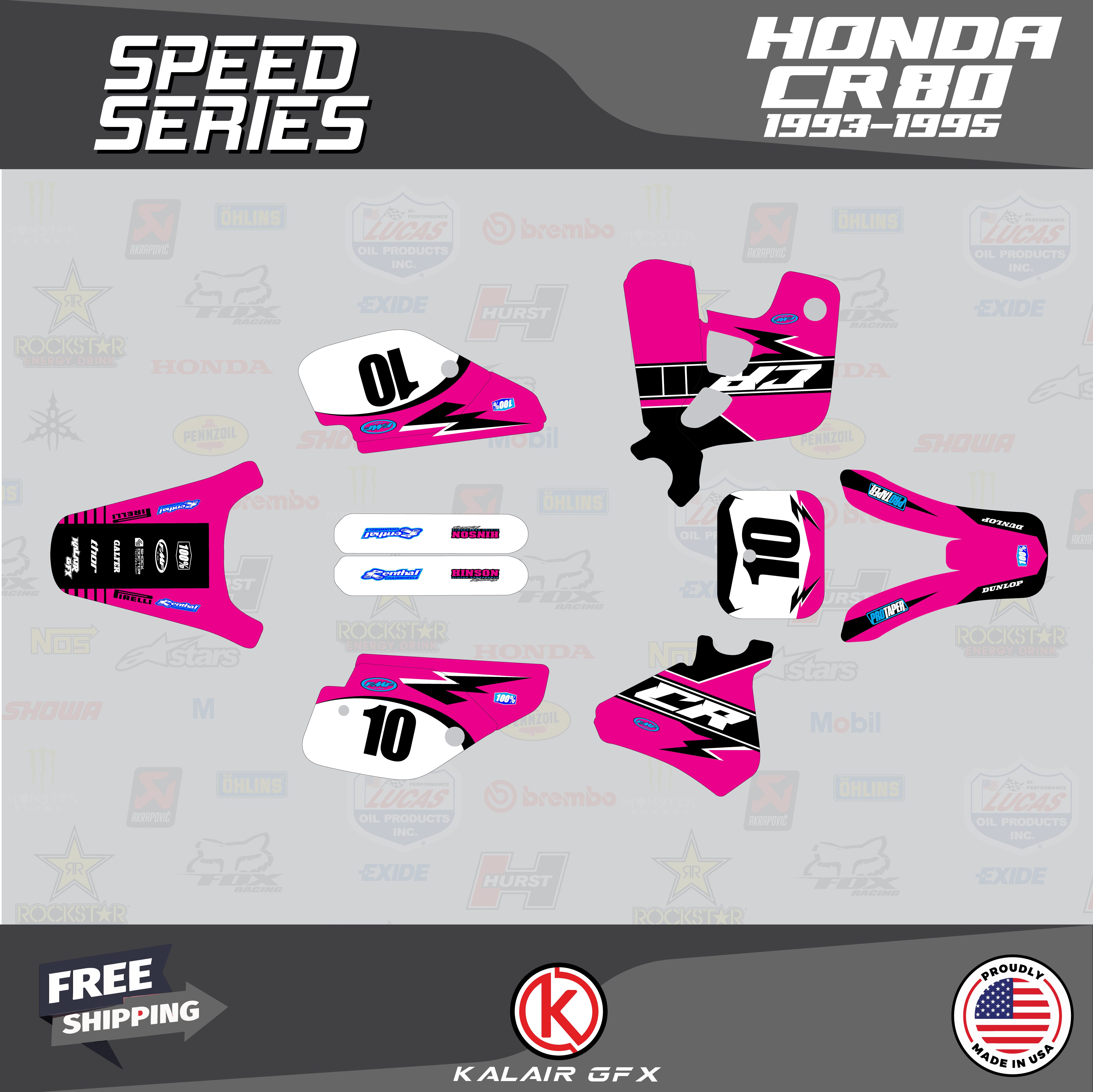Kalair GFX Graphics Kit for Honda CR80 (1993-1995) Speed Series ...