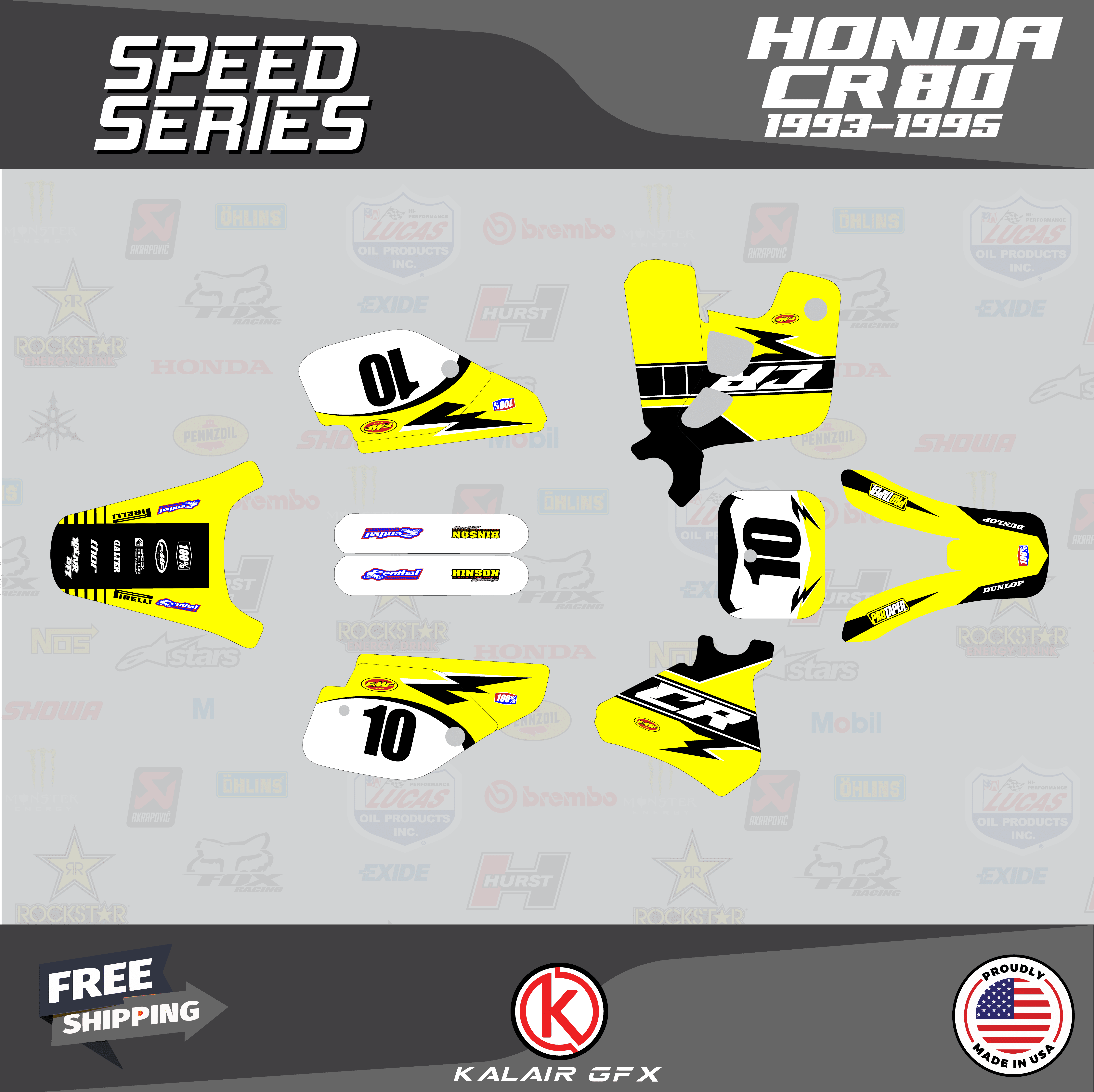 Kalair GFX Graphics Kit for Honda CR80 (1993-1995) Speed Series ...