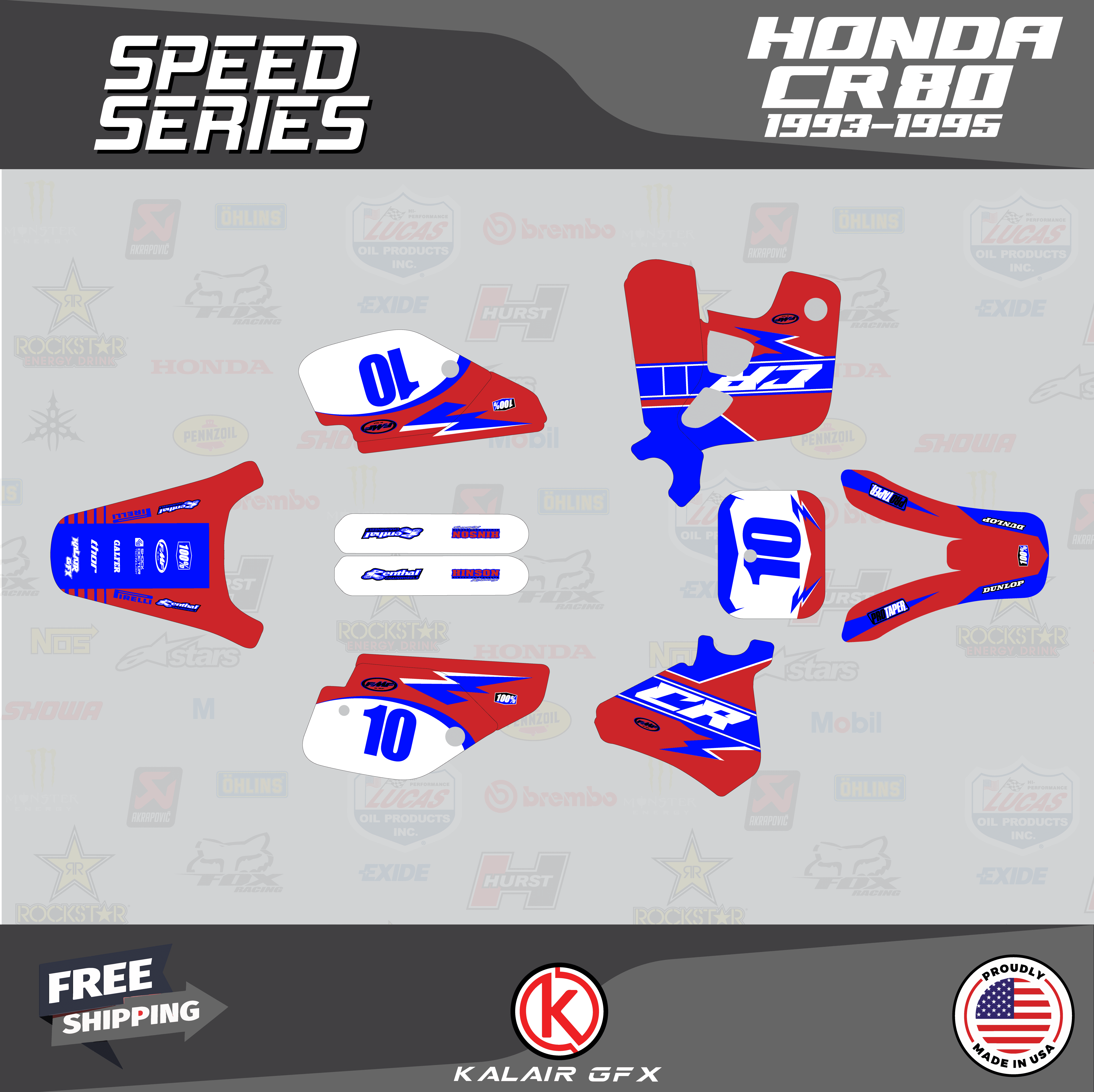 Kalair GFX Graphics Kit for Honda CR80 (1993-1995) Speed Series ...
