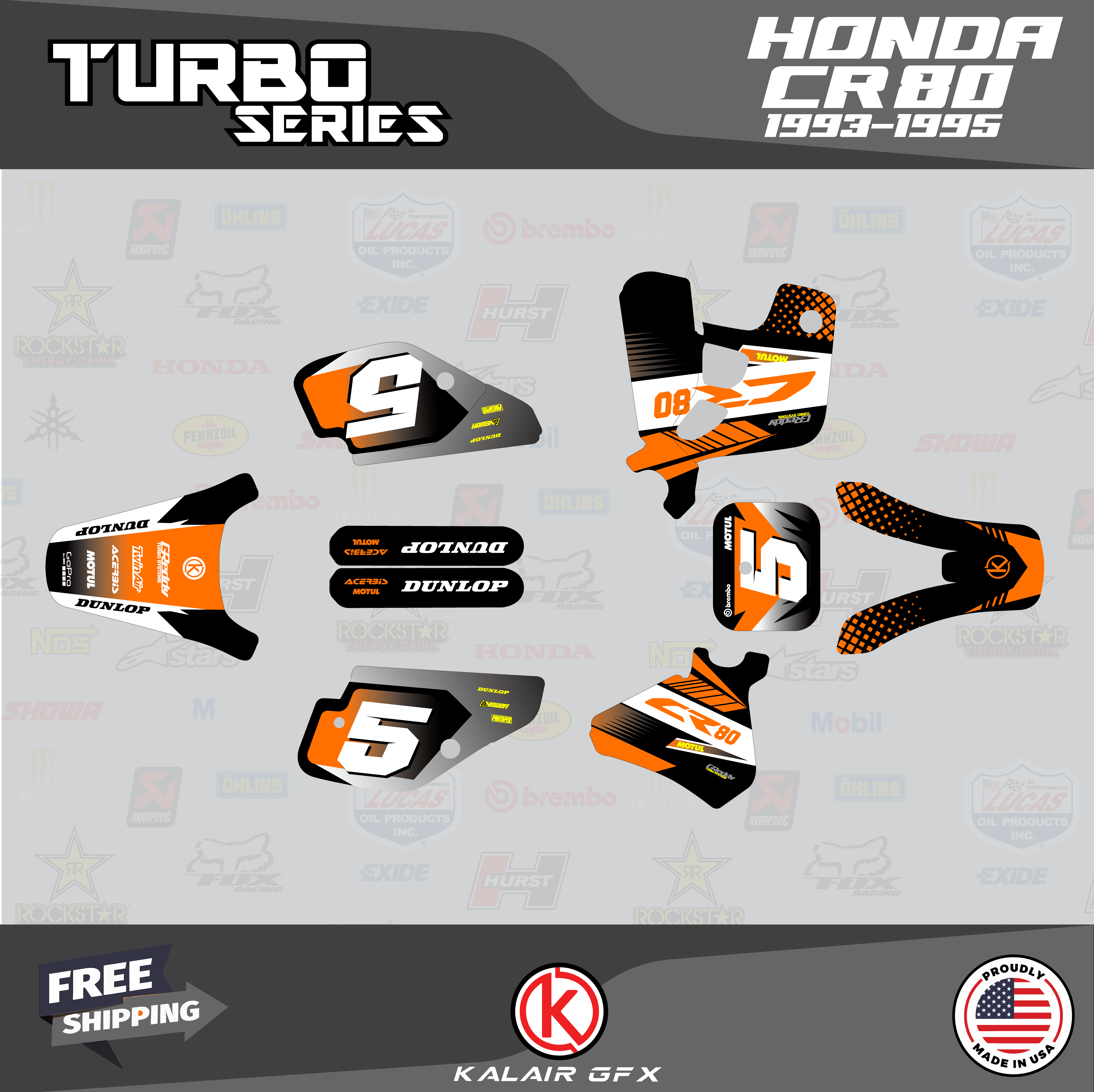 Kalair GFX Graphics Kit for Honda CR80 (1993-1995) Turbo Series ...