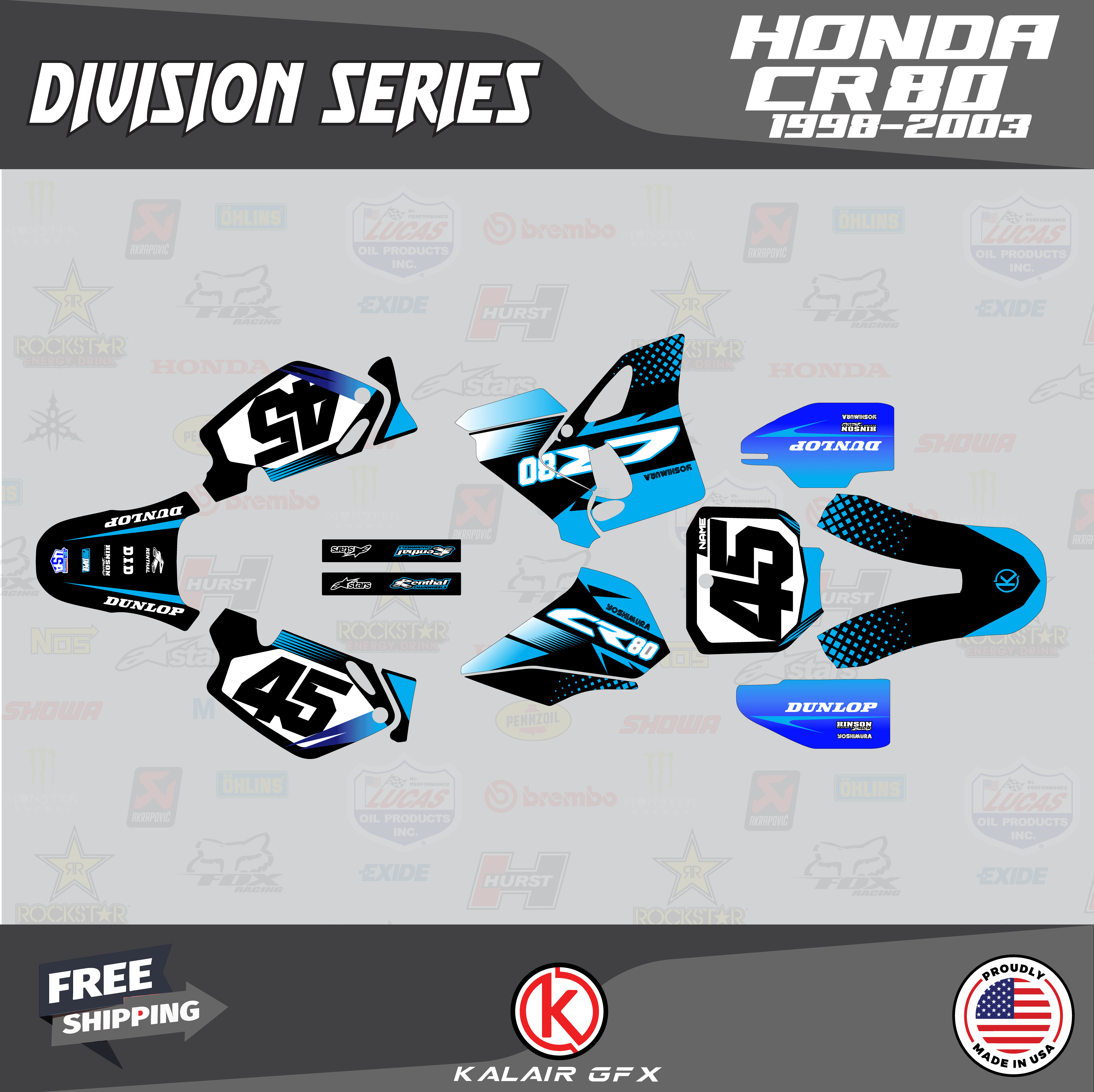 Kalair GFX Graphics Kit for Honda CR80 (1998-2003) Division Series ...
