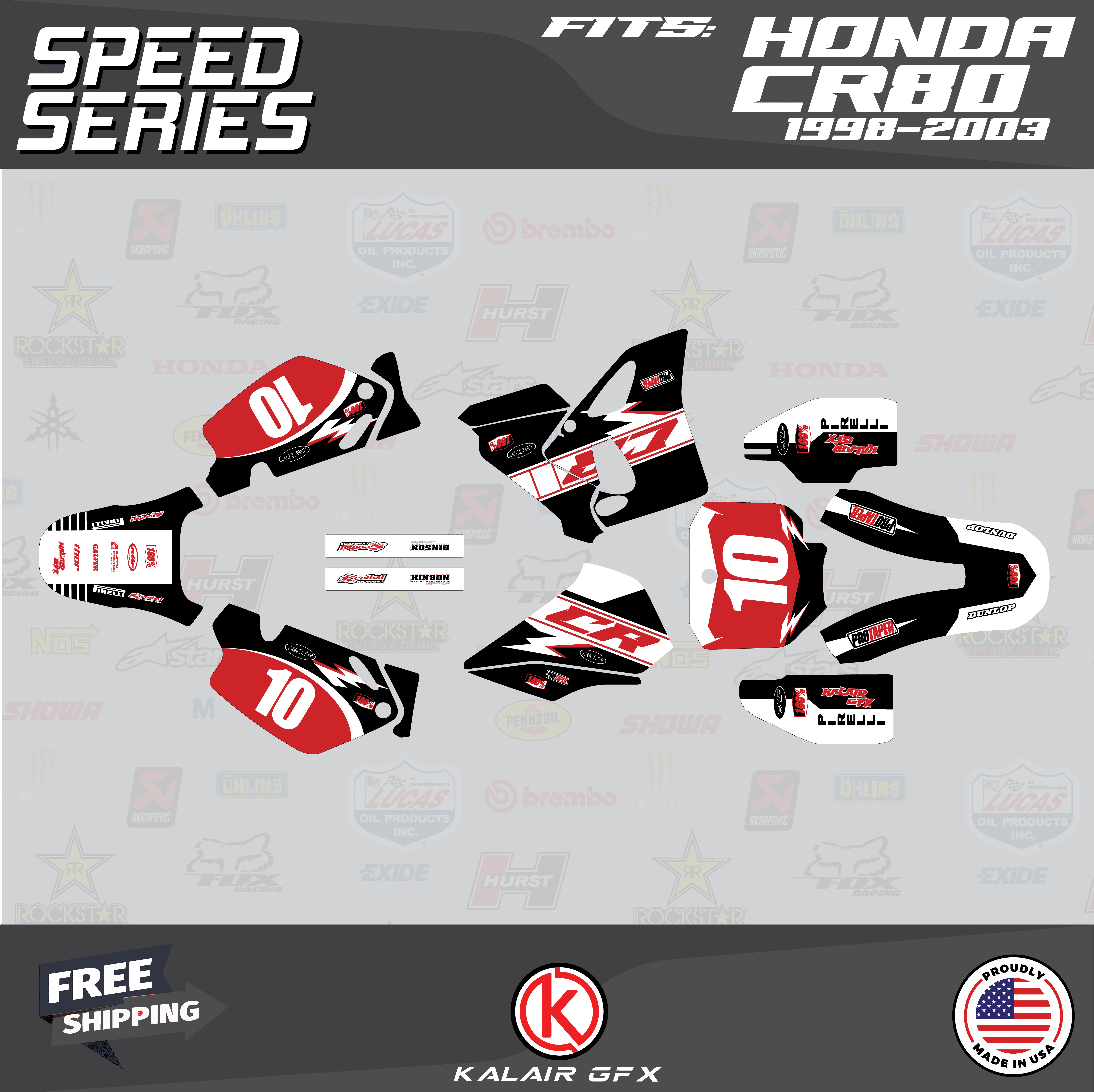 Kalair GFX Graphics Kit for Honda CR80 (1998-2003) Speed Series ...