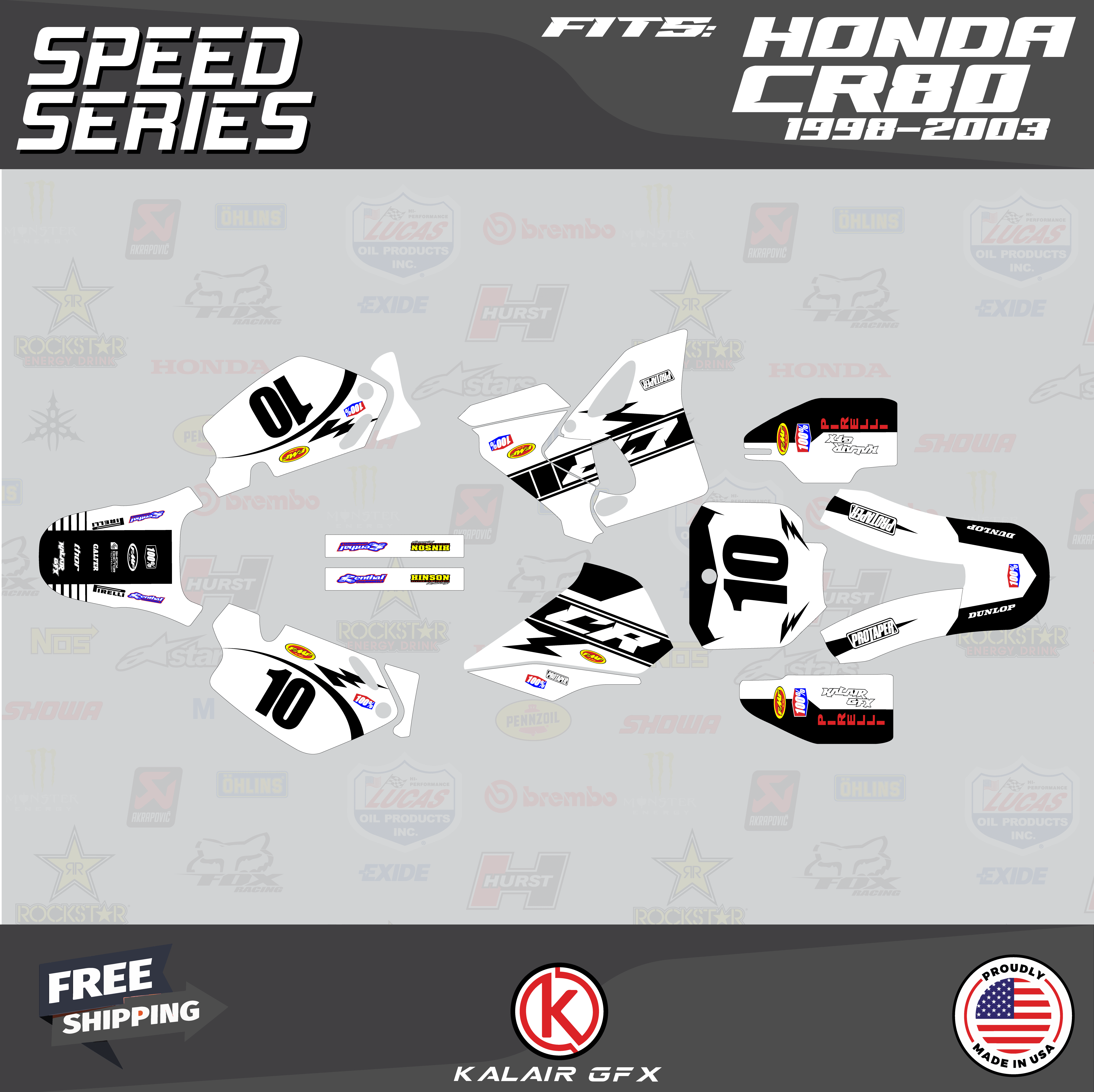 Kalair GFX Graphics Kit for Honda CR80 (1998-2003) Speed Series ...