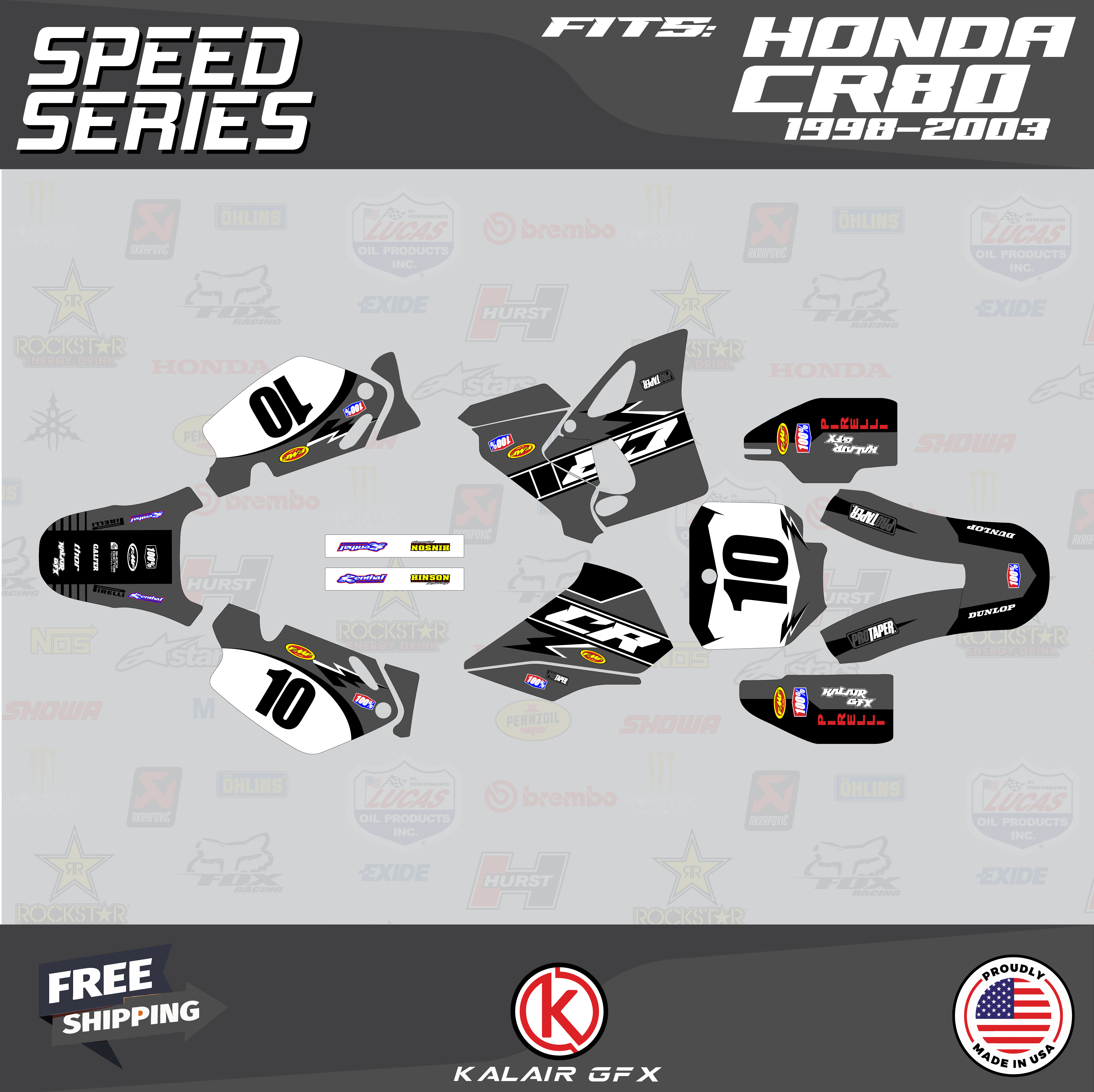 Kalair GFX Graphics Kit for Honda CR80 (1998-2003) Speed Series ...