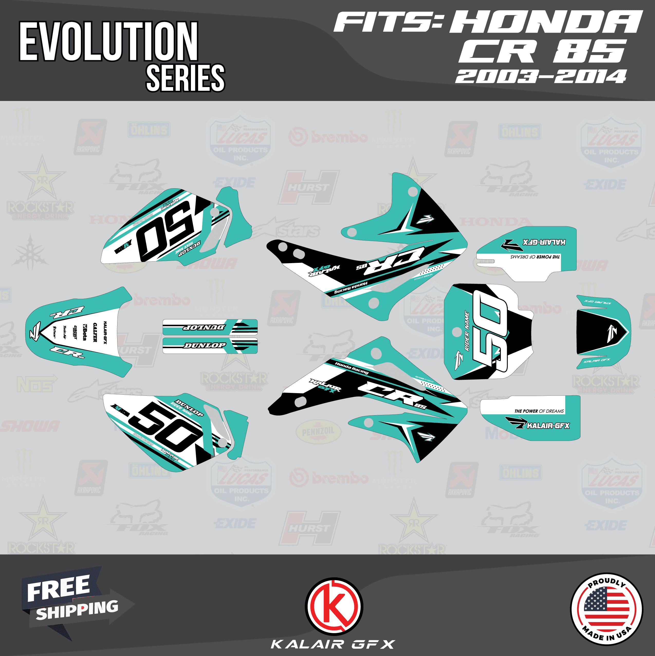 Kalair GFX Graphics Kit for Honda CR85 (2003-2014) Evo Series - Walmart.com