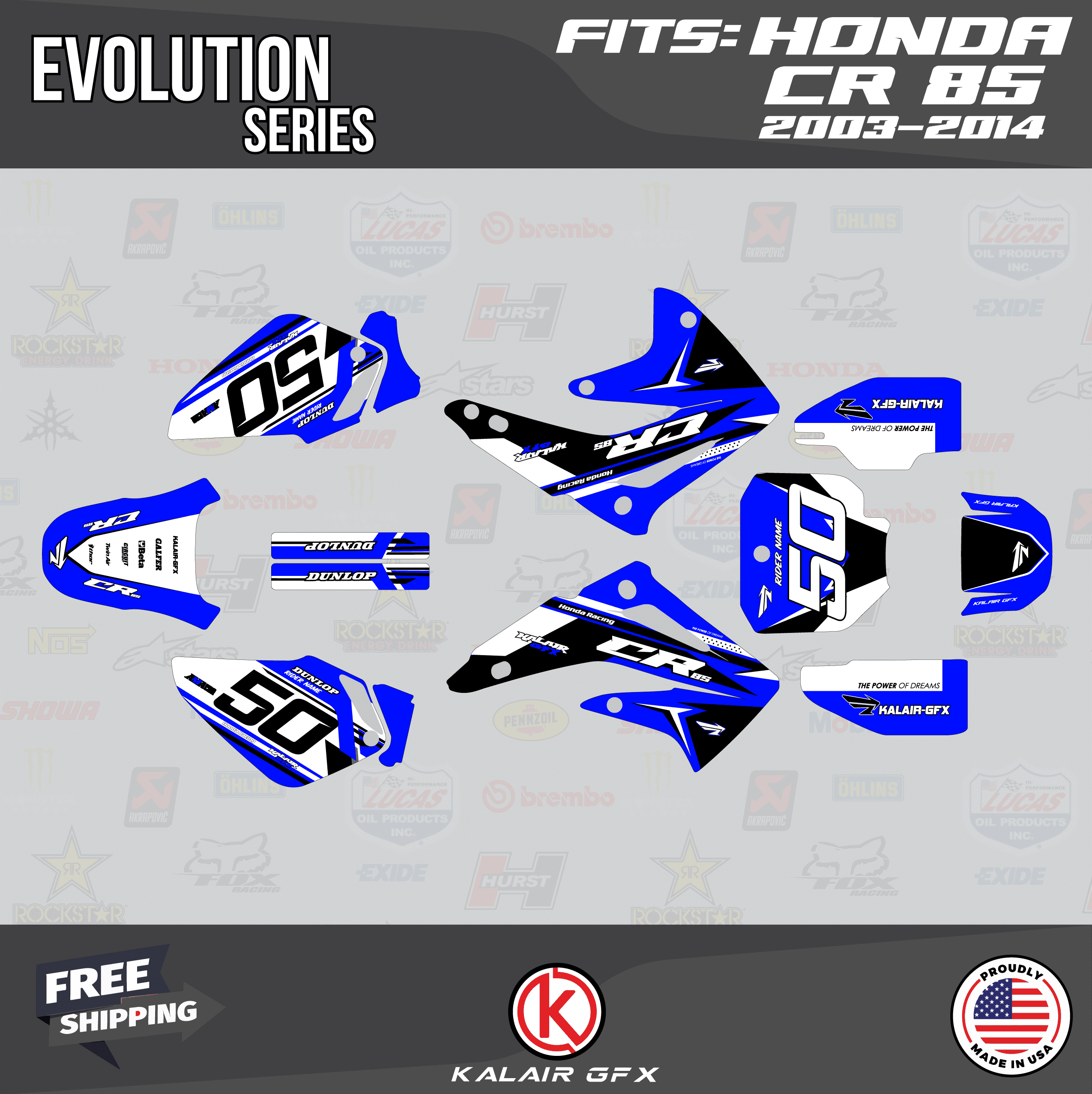 Kalair GFX Graphics Kit for Honda CR85 (2003-2014) Evo Series - Walmart.com
