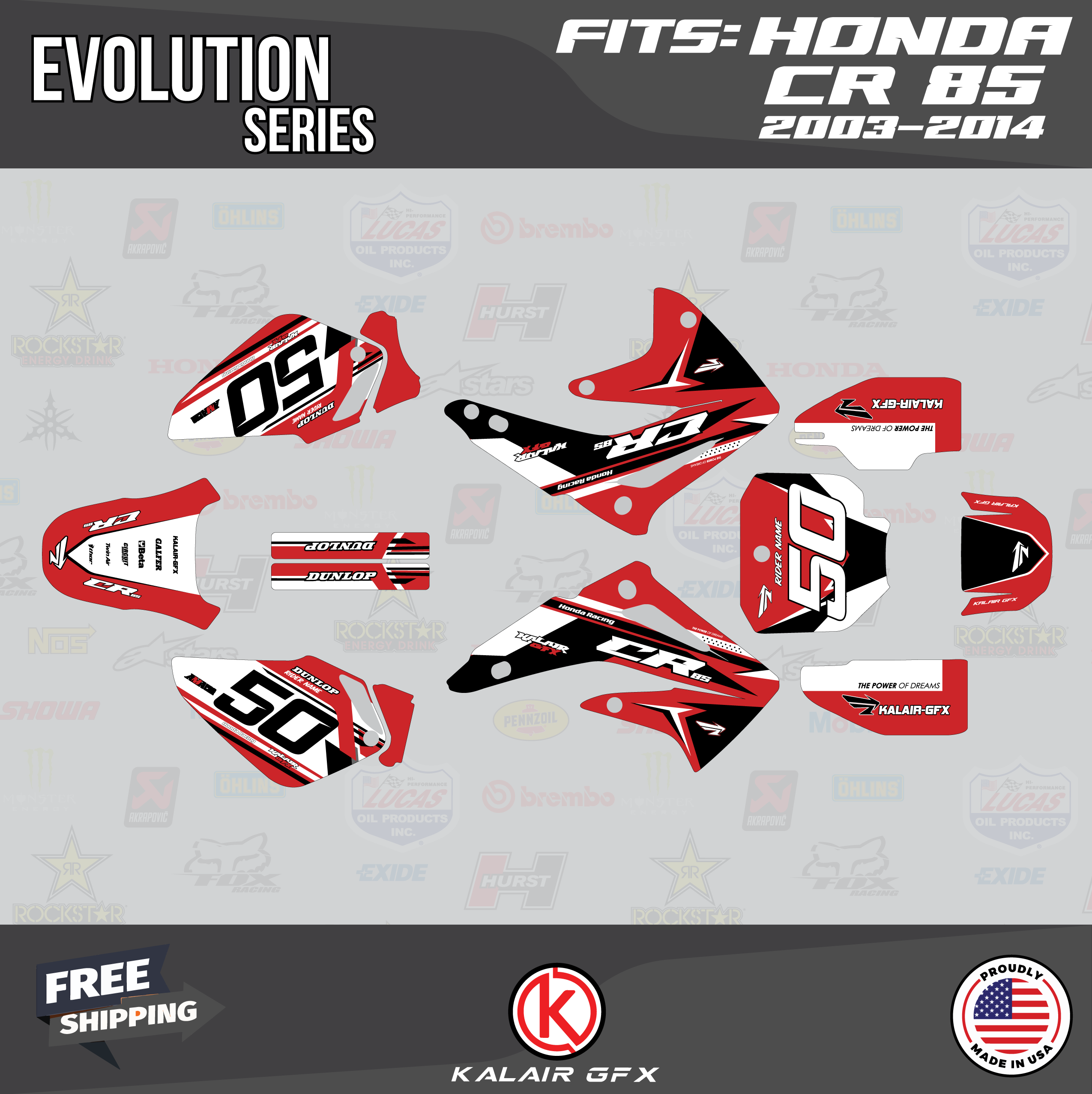 Kalair GFX Graphics Kit for Honda CR85 (2003-2014) Evo Series - Walmart.com