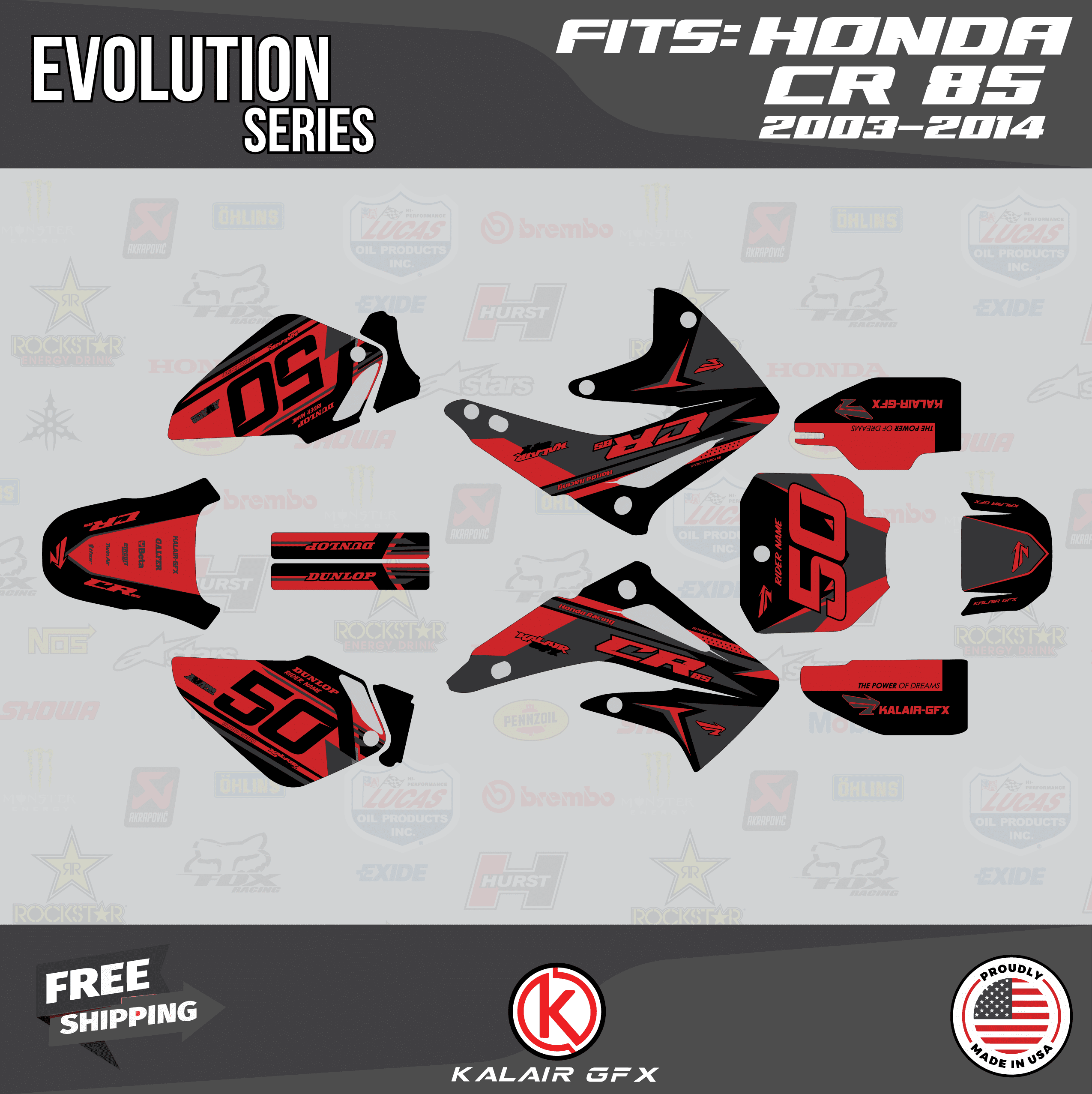 Kalair GFX Graphics Kit for Honda CR85 (2003-2014) Evo Series - Walmart.com