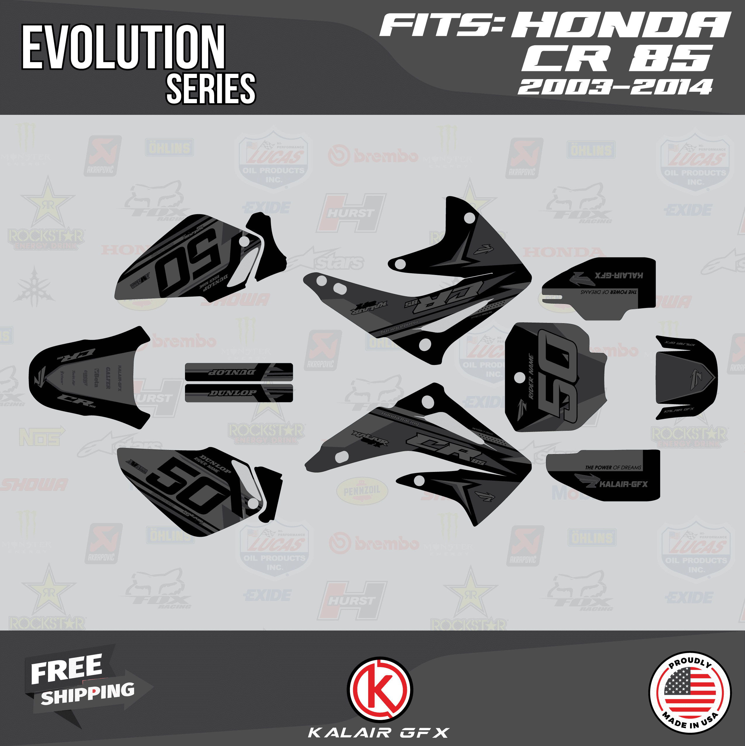 Kalair GFX Graphics Kit for Honda CR85 (2003-2014) Evo Series - Walmart.com