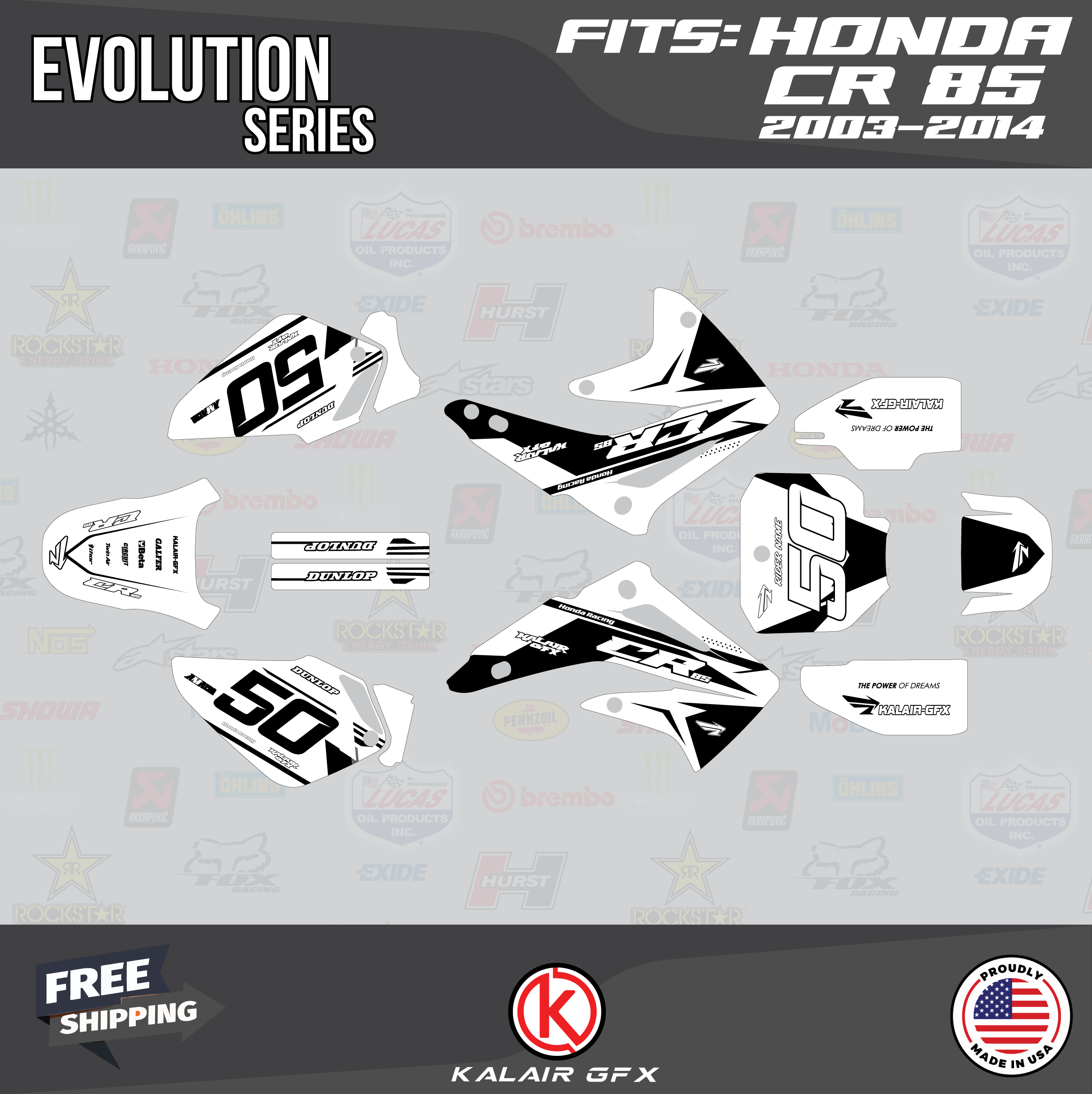 Kalair GFX Graphics Kit for Honda CR85 (2003-2014) Evo Series - Walmart.com