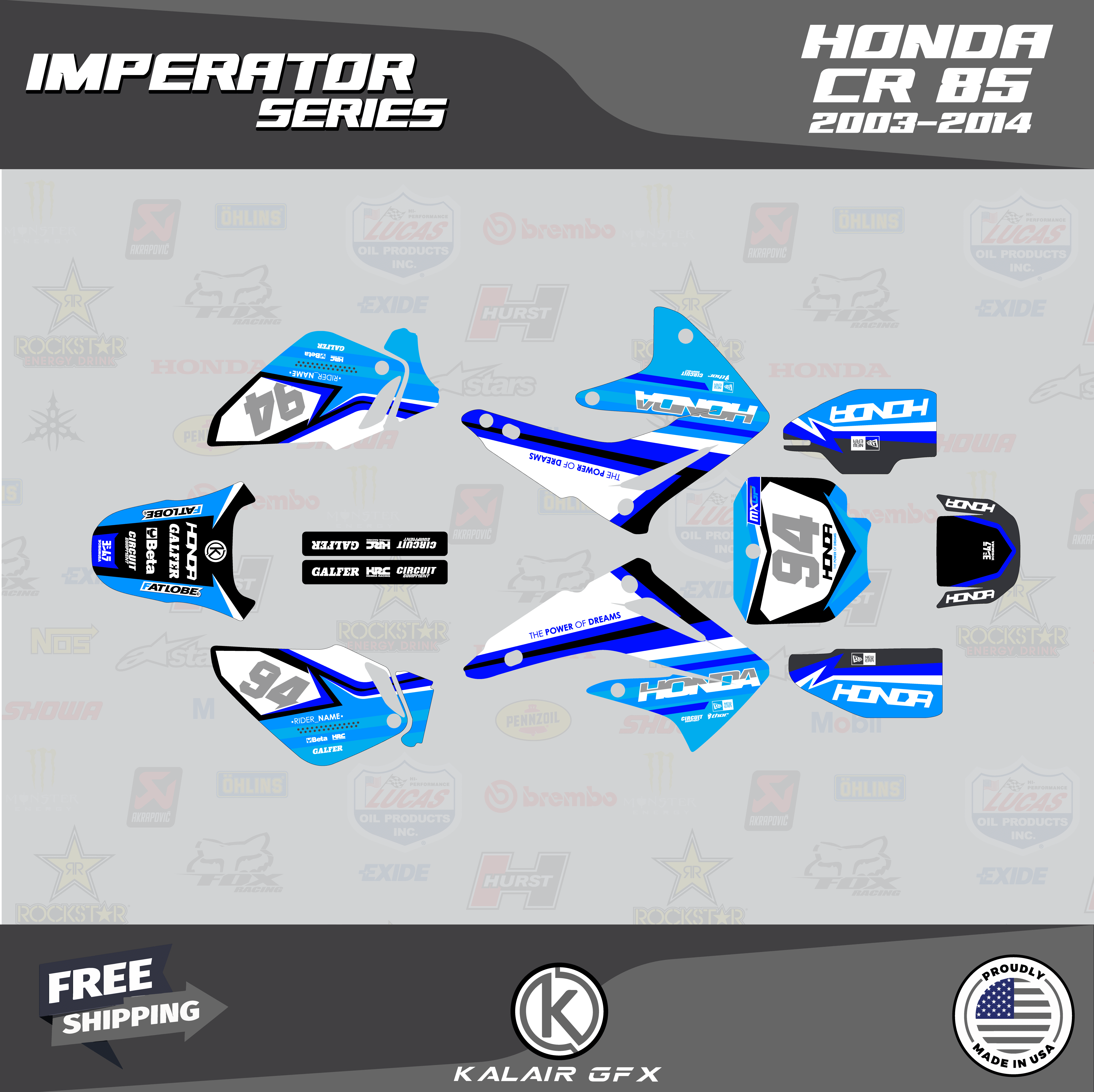 Kalair GFX Graphics Kit for Honda CR85 (2003-2014) Imperator Series ...