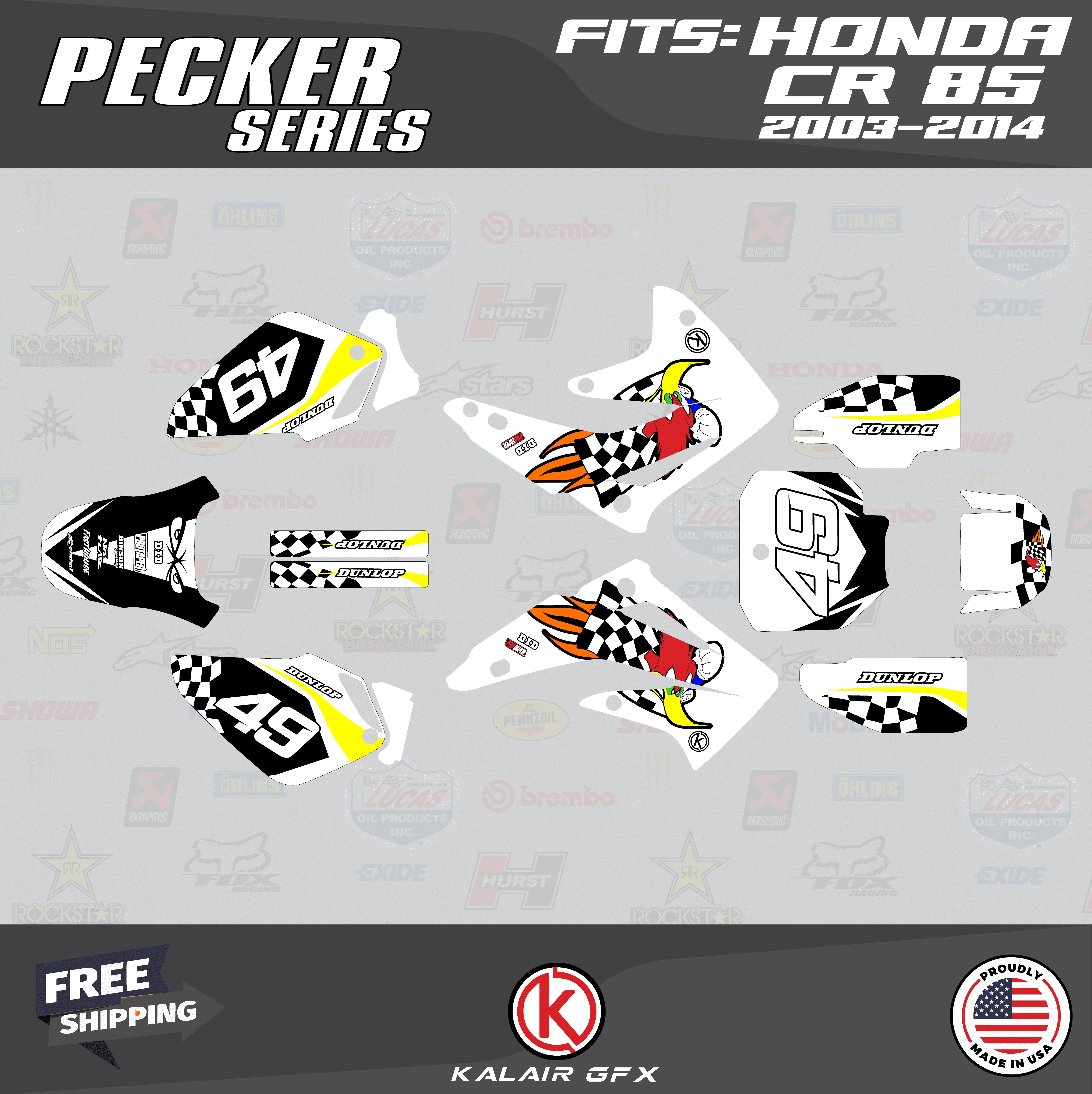 Kalair GFX Graphics Kit for Honda CR85 (2003-2014) Pecker Series ...