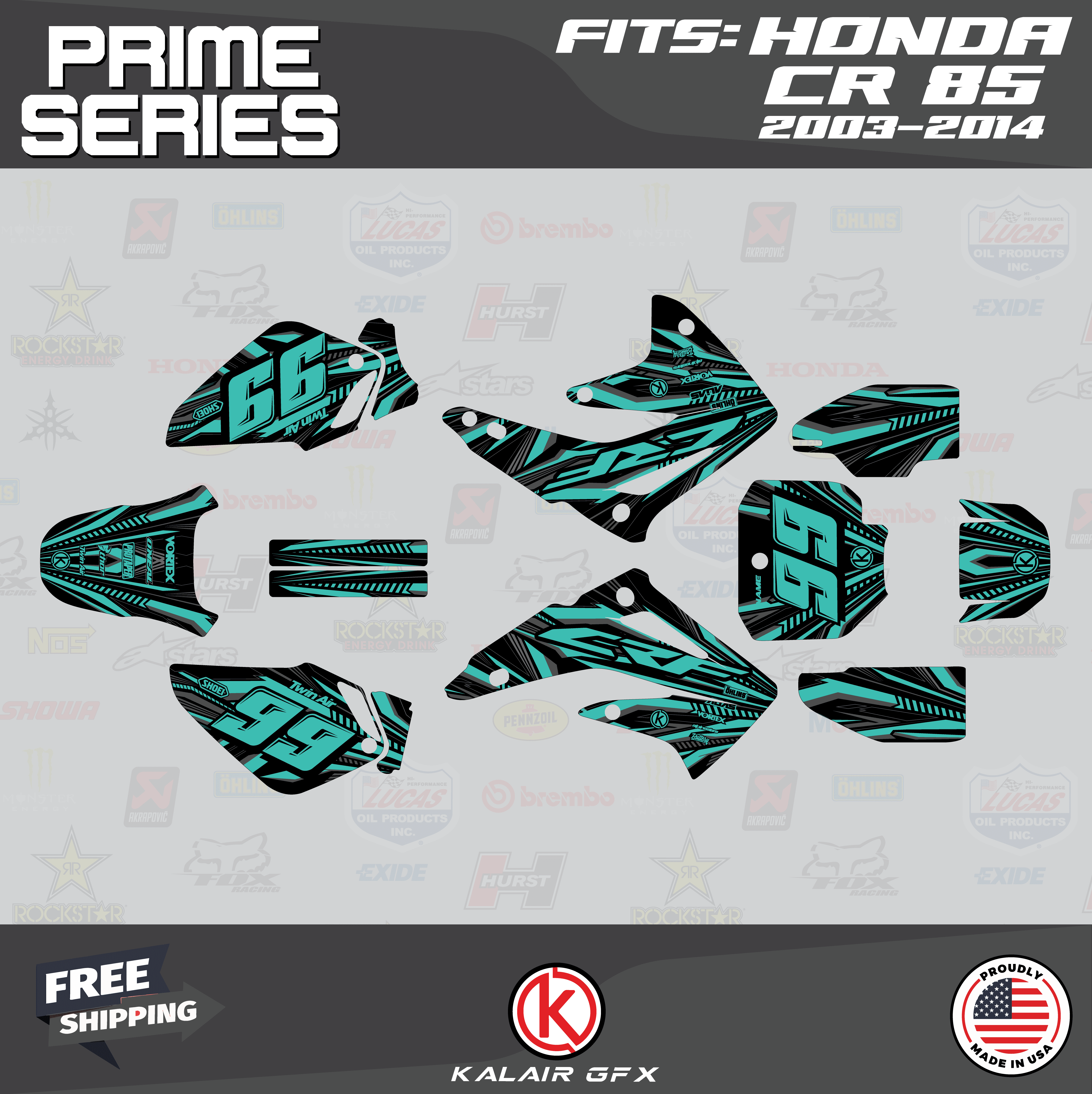 Kalair GFX Graphics Kit for Honda CR85 (2003-2014) Prime Series ...