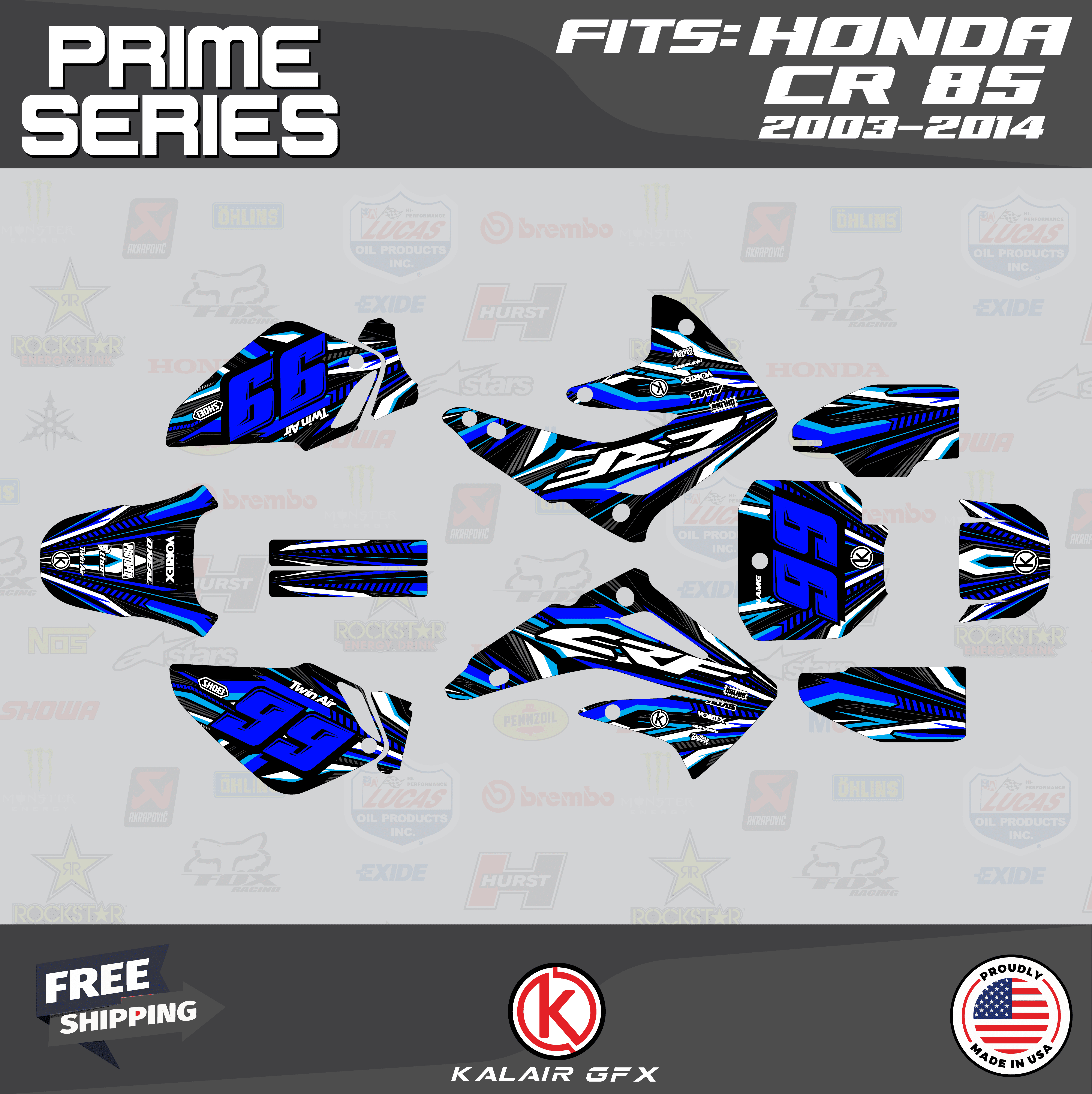 Kalair GFX Graphics Kit for Honda CR85 (2003-2014) Prime Series ...