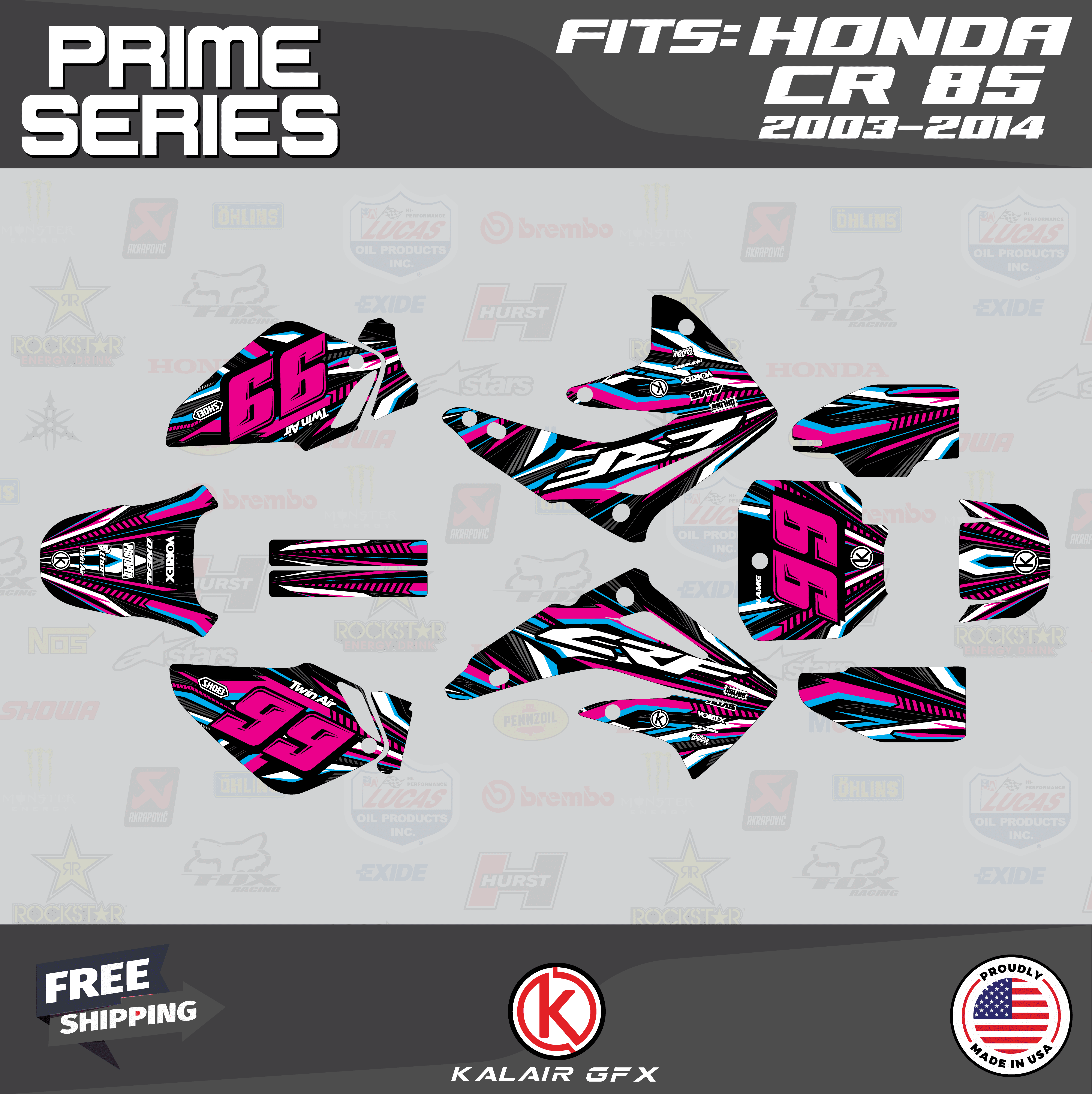Kalair GFX Graphics Kit for Honda CR85 (2003-2014) Prime Series ...