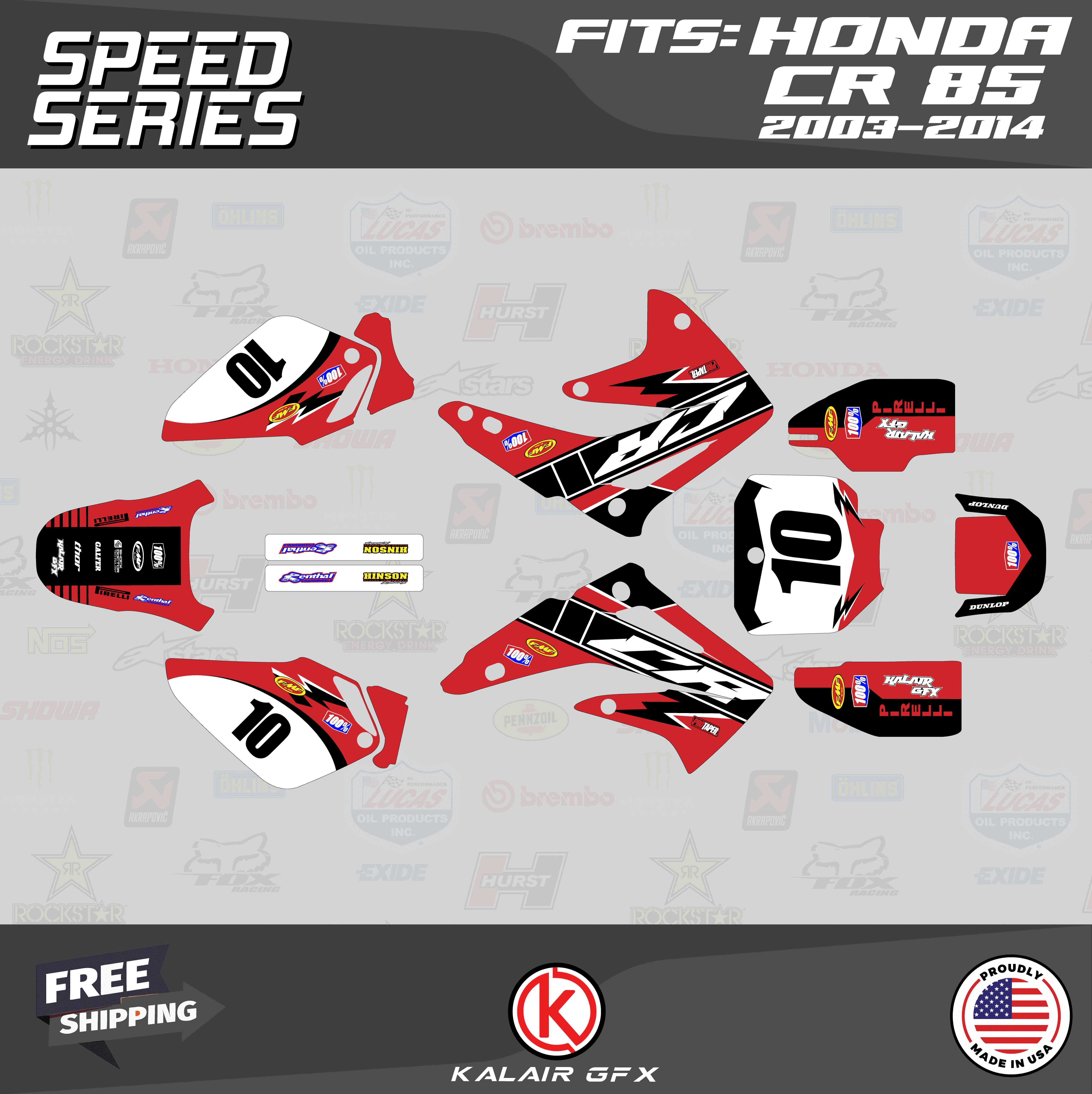 Kalair GFX Graphics Kit for Honda CR85 (2003-2014) Speed Series ...