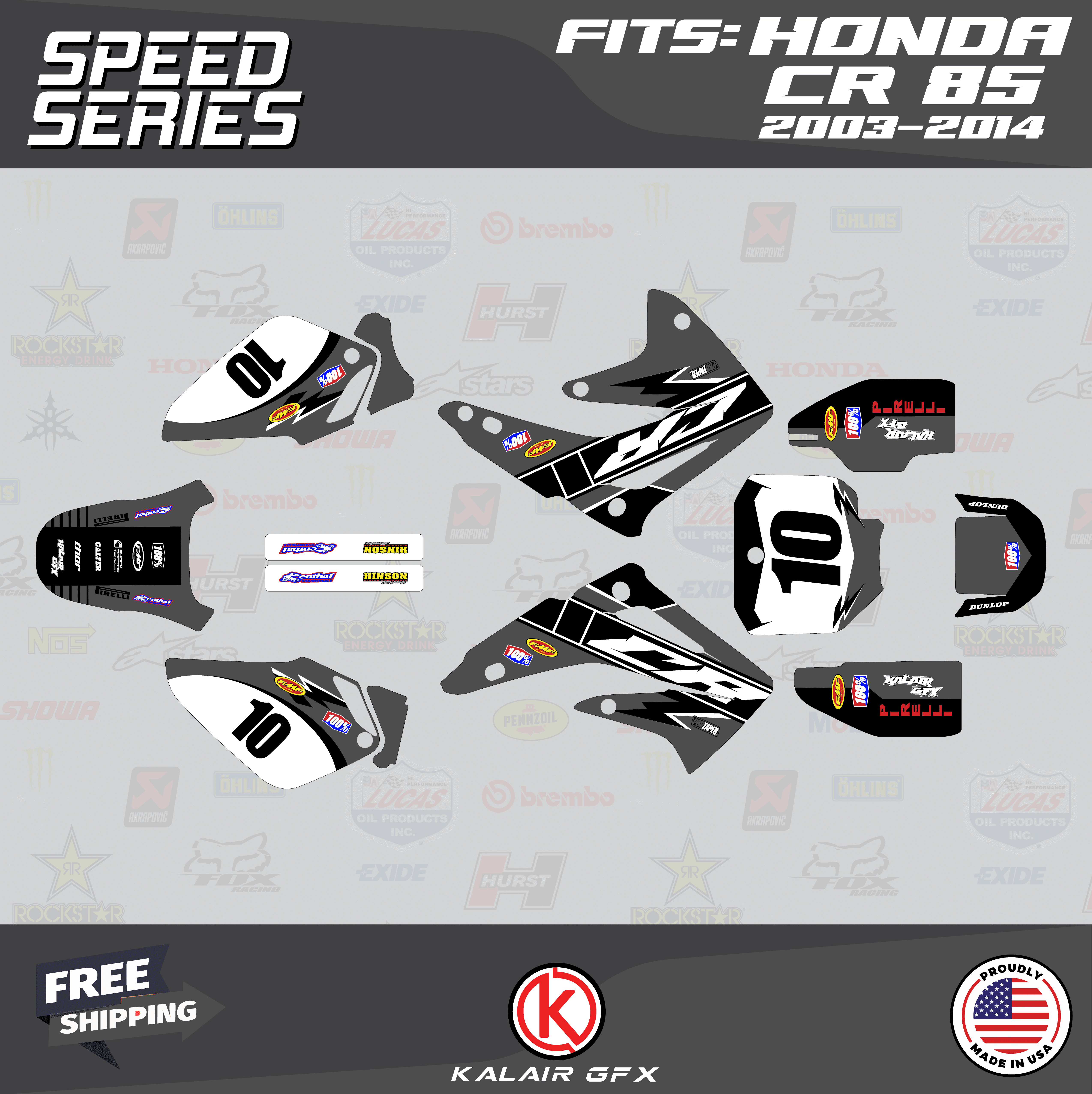 Kalair GFX Graphics Kit for Honda CR85 (2003-2014) Speed Series ...