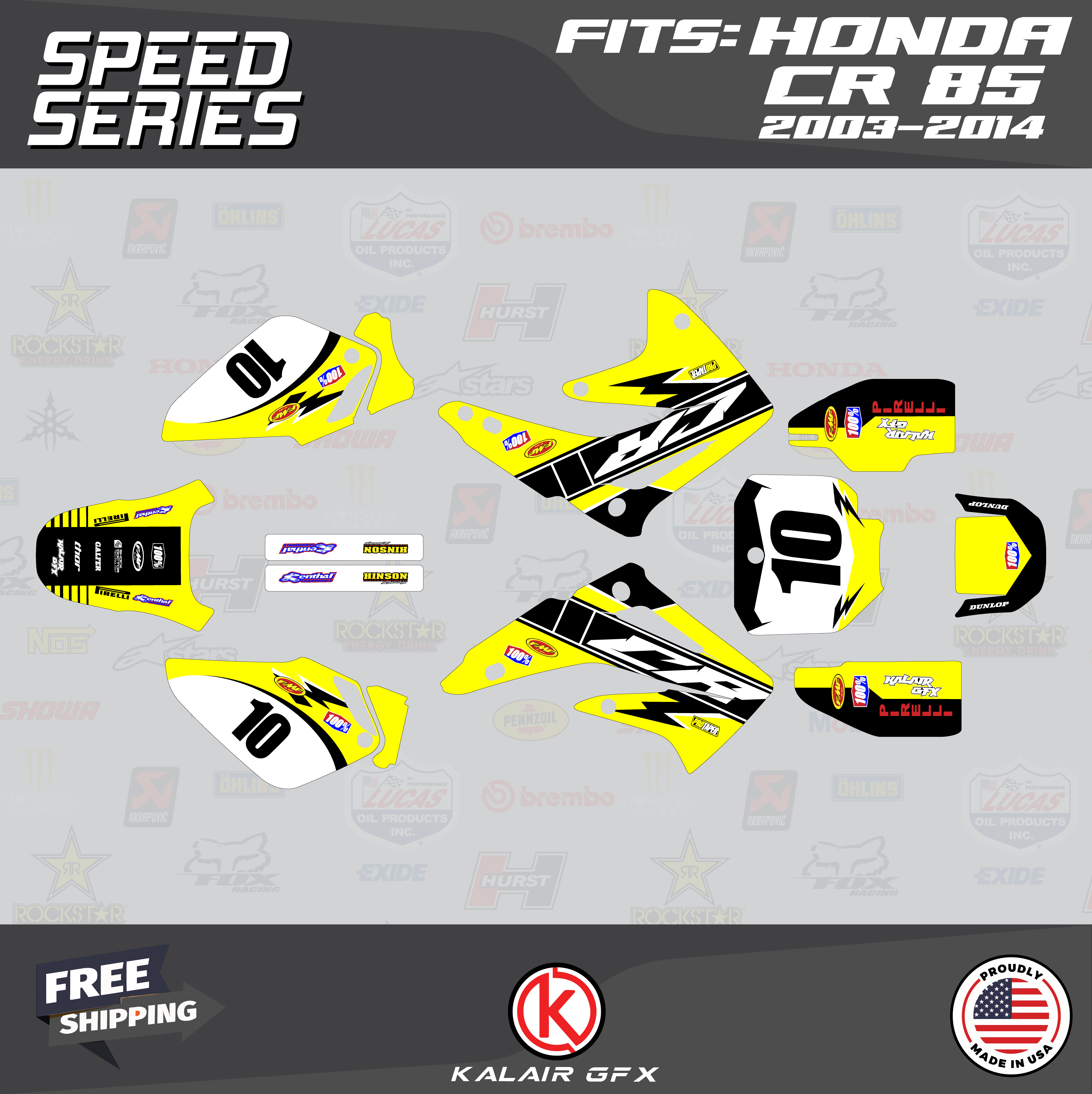 Kalair GFX Graphics Kit for Honda CR85 (2003-2014) Speed Series ...