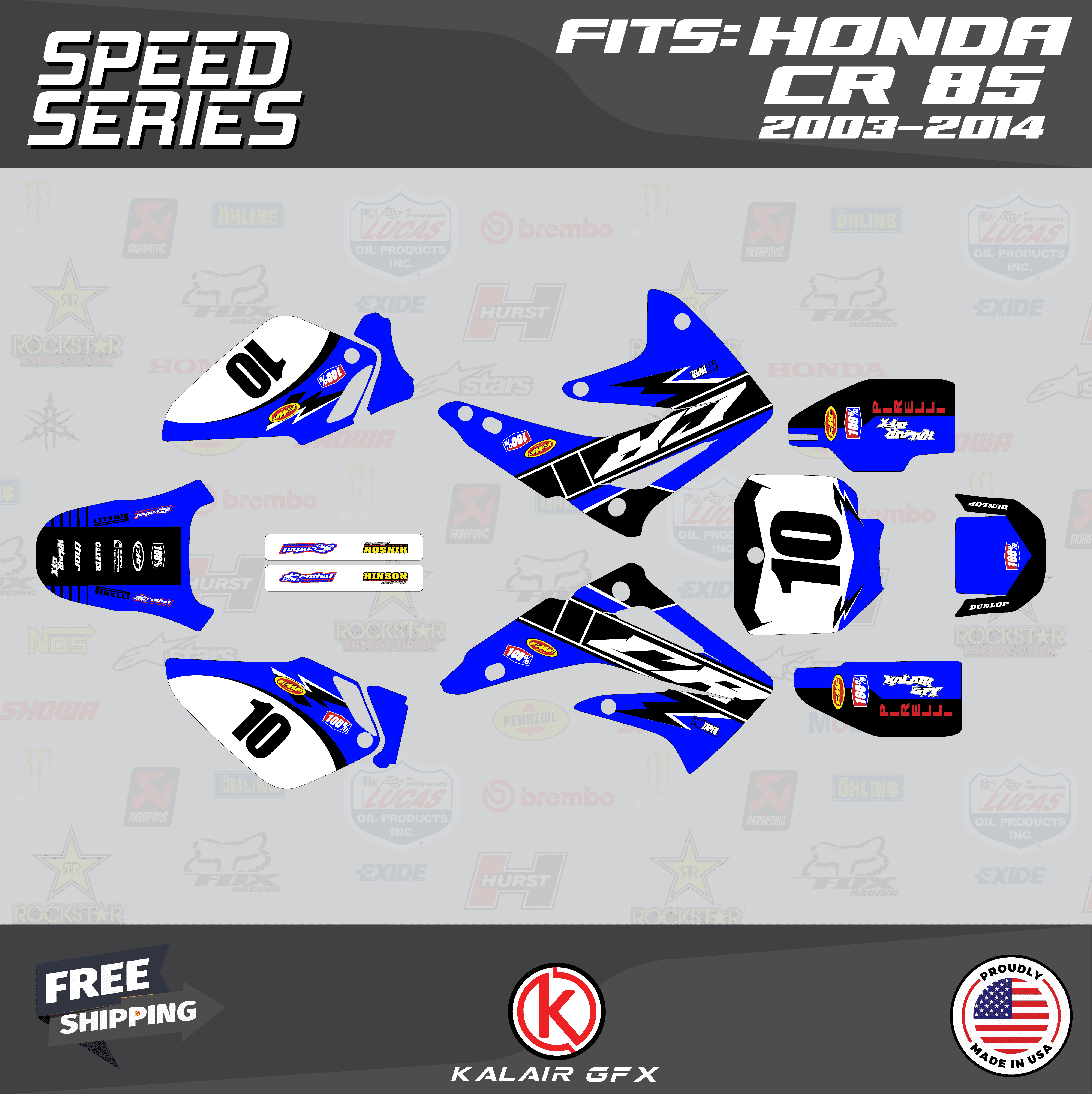 Kalair GFX Graphics Kit for Honda CR85 (2003-2014) Speed Series ...