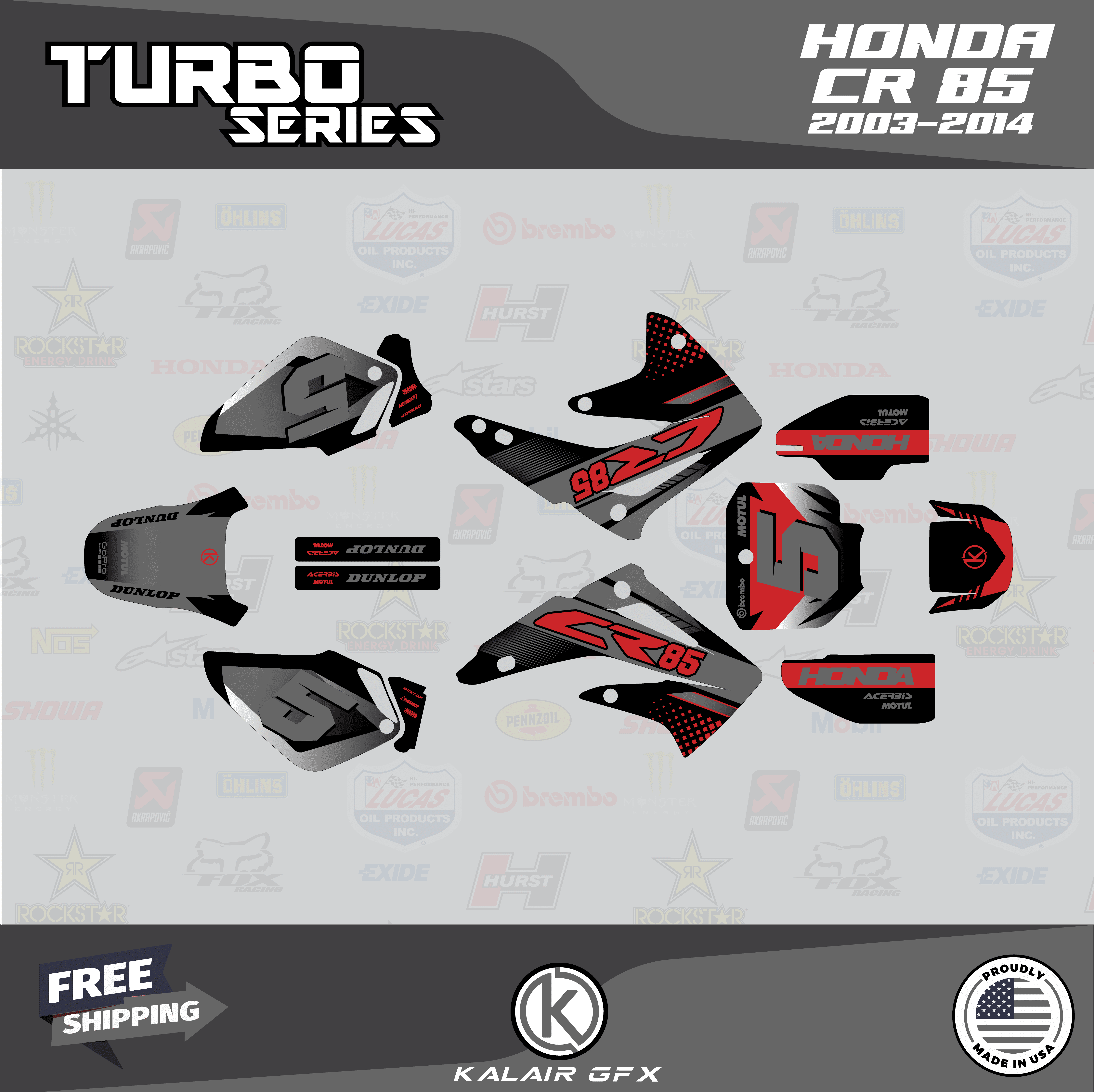 Kalair GFX Graphics Kit for Honda CR85 (2003-2014) Turbo Series ...