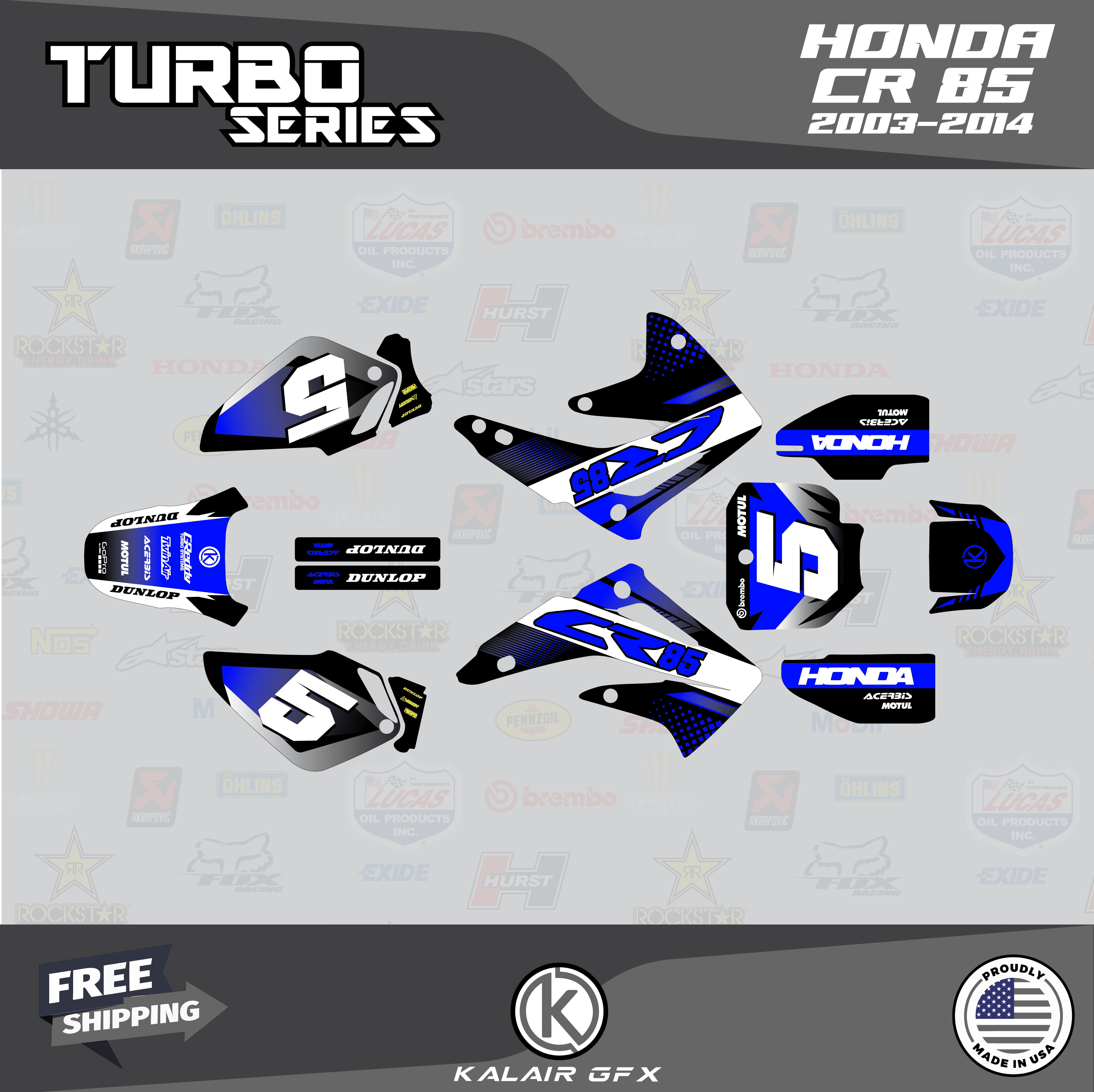 Kalair GFX Graphics Kit for Honda CR85 (2003-2014) Turbo Series ...