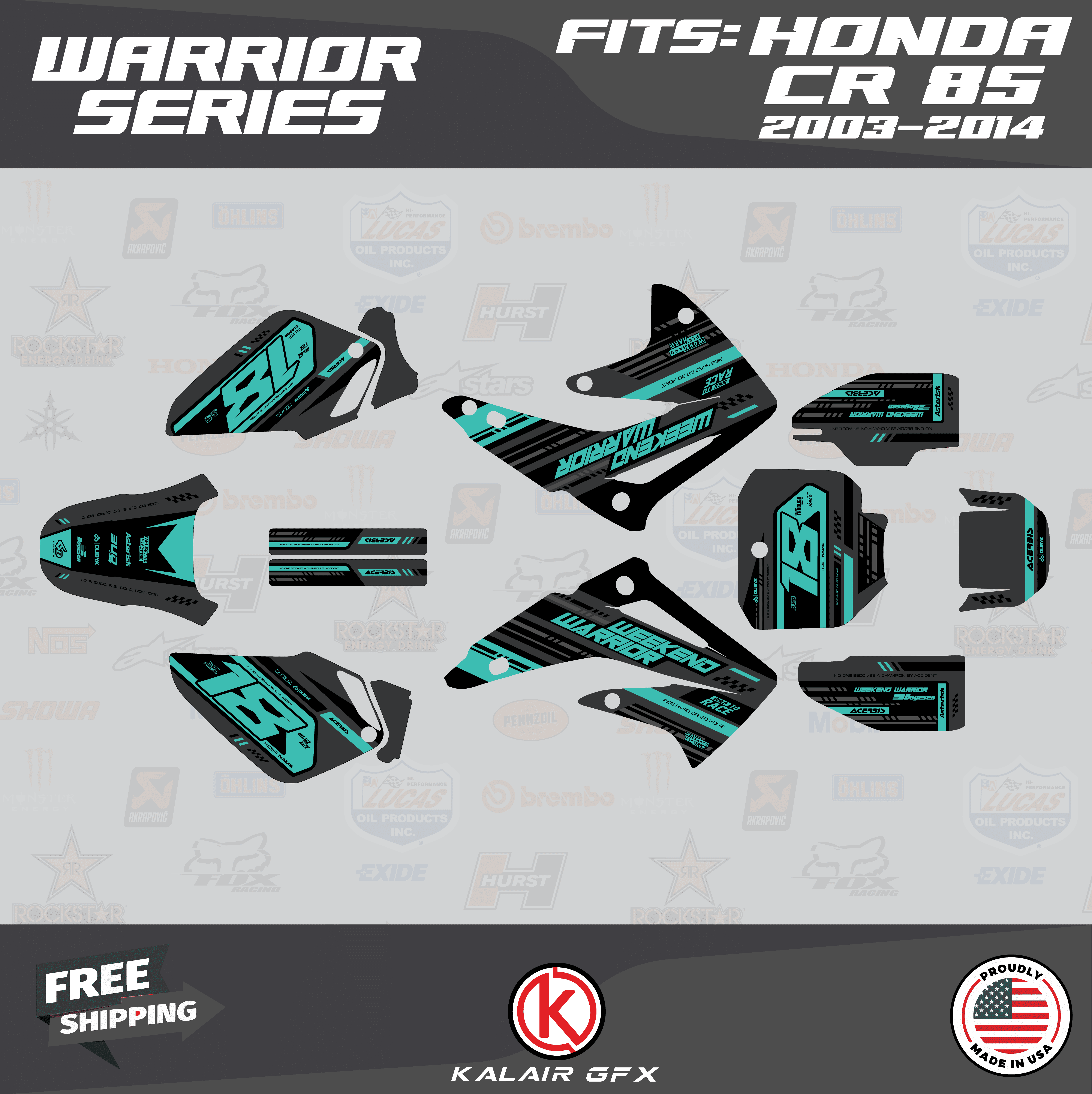 Kalair GFX Graphics Kit for Honda CR85 (2003-2014) Warrior Series ...