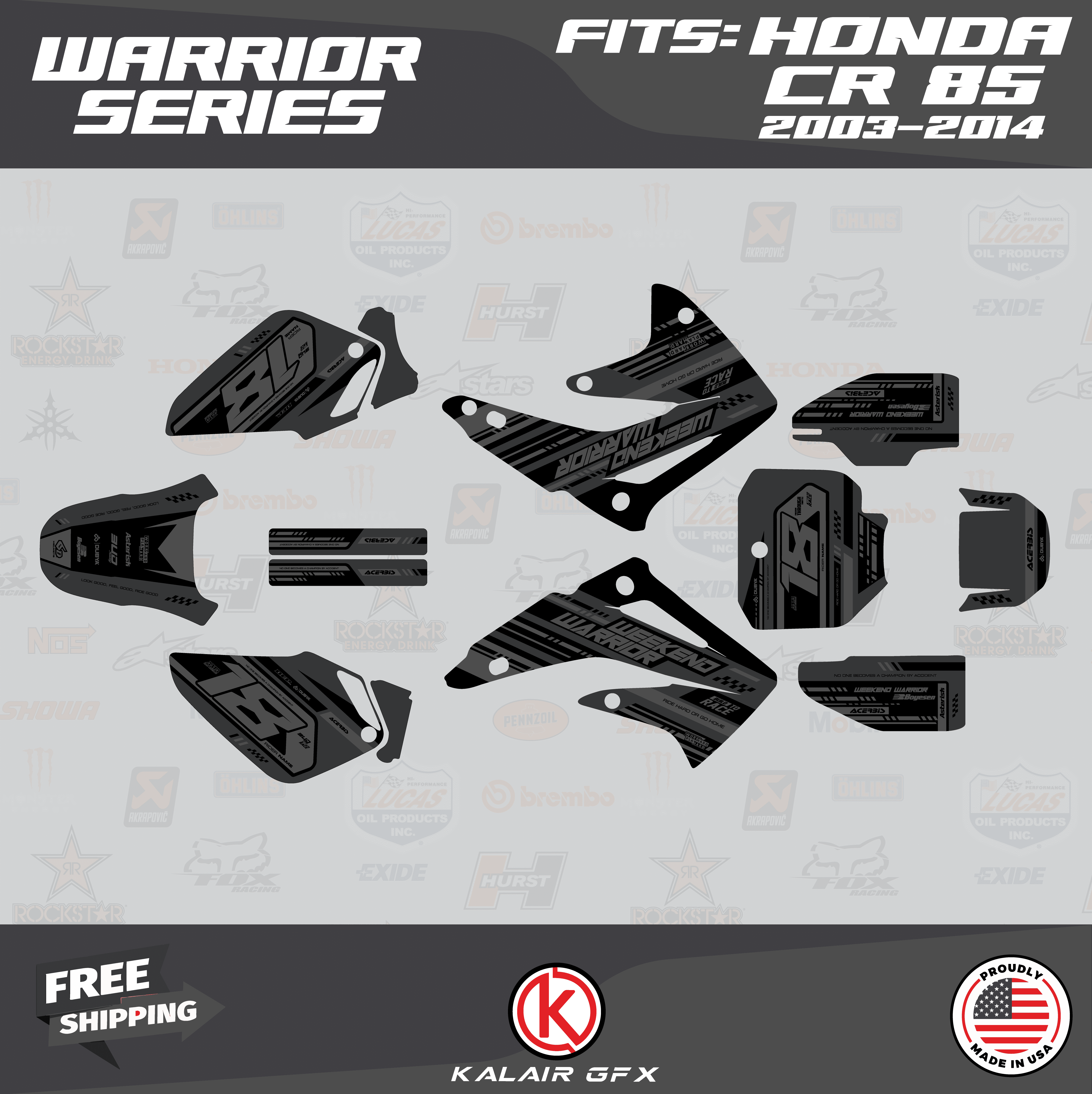 Kalair GFX Graphics Kit for Honda CR85 (2003-2014) Warrior Series ...