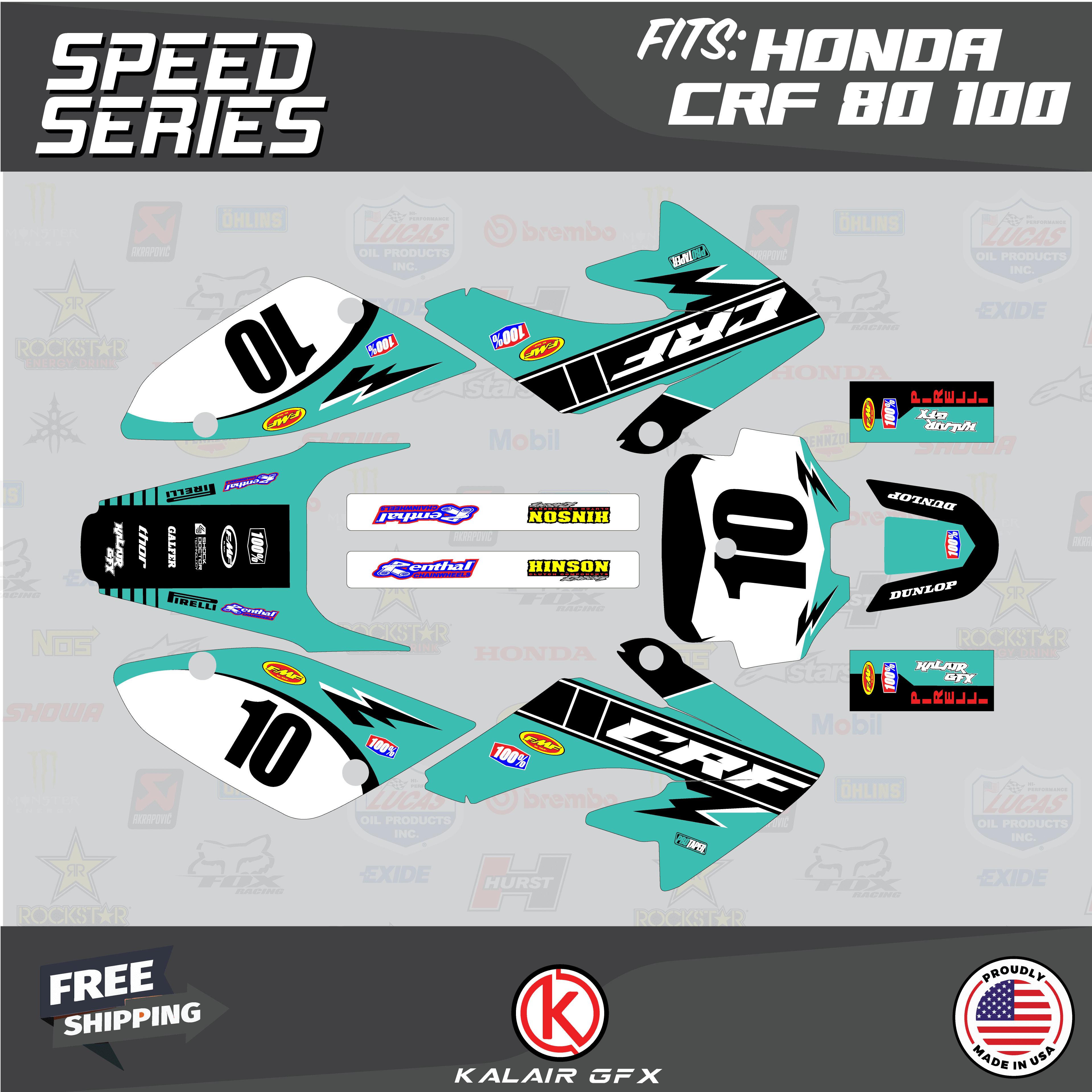 Kalair GFX Graphics Kit for Honda CRF100 (2004-2010) Speed Series ...