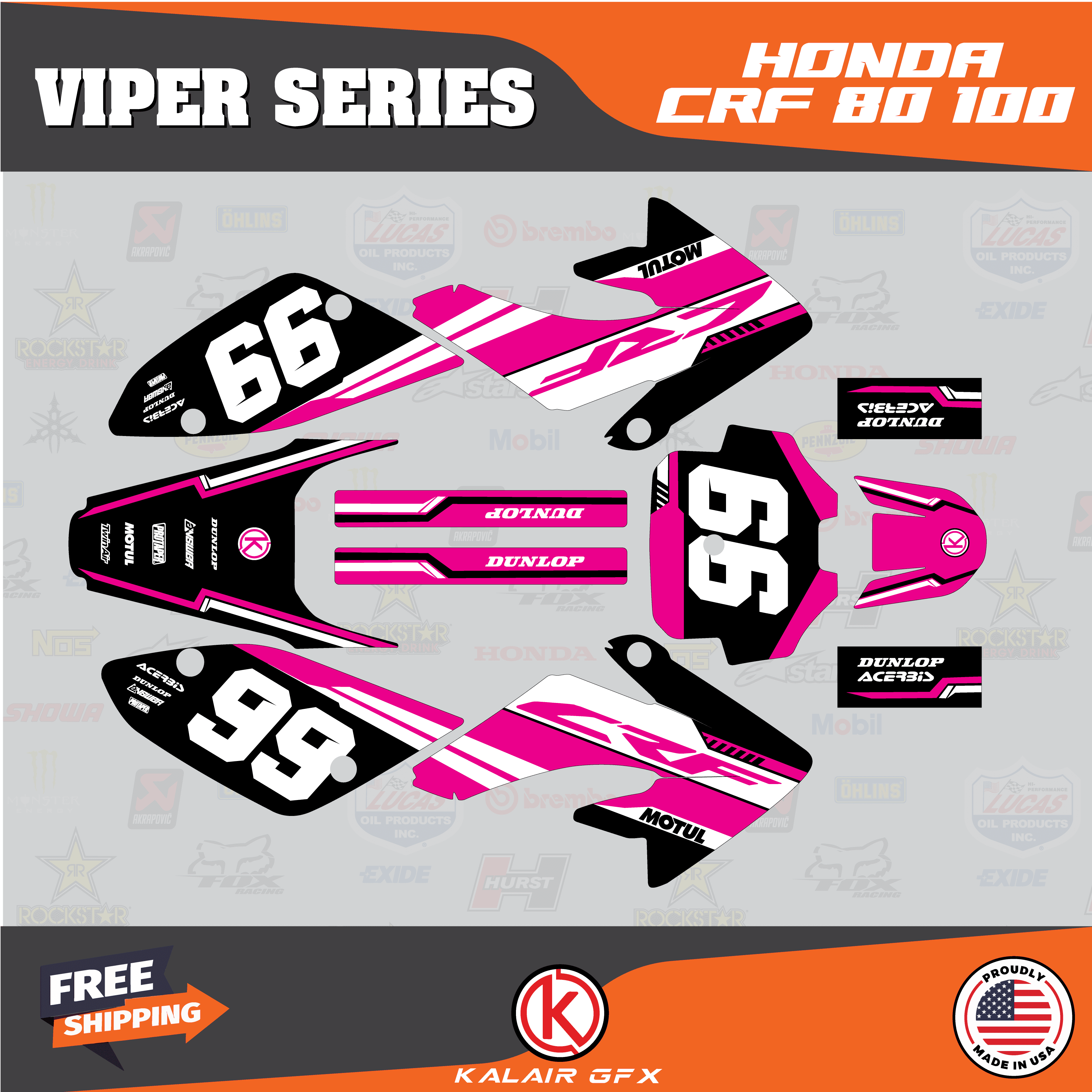 Kalair GFX Graphics Kit for Honda CRF100 (2004-2010) Viper Series ...