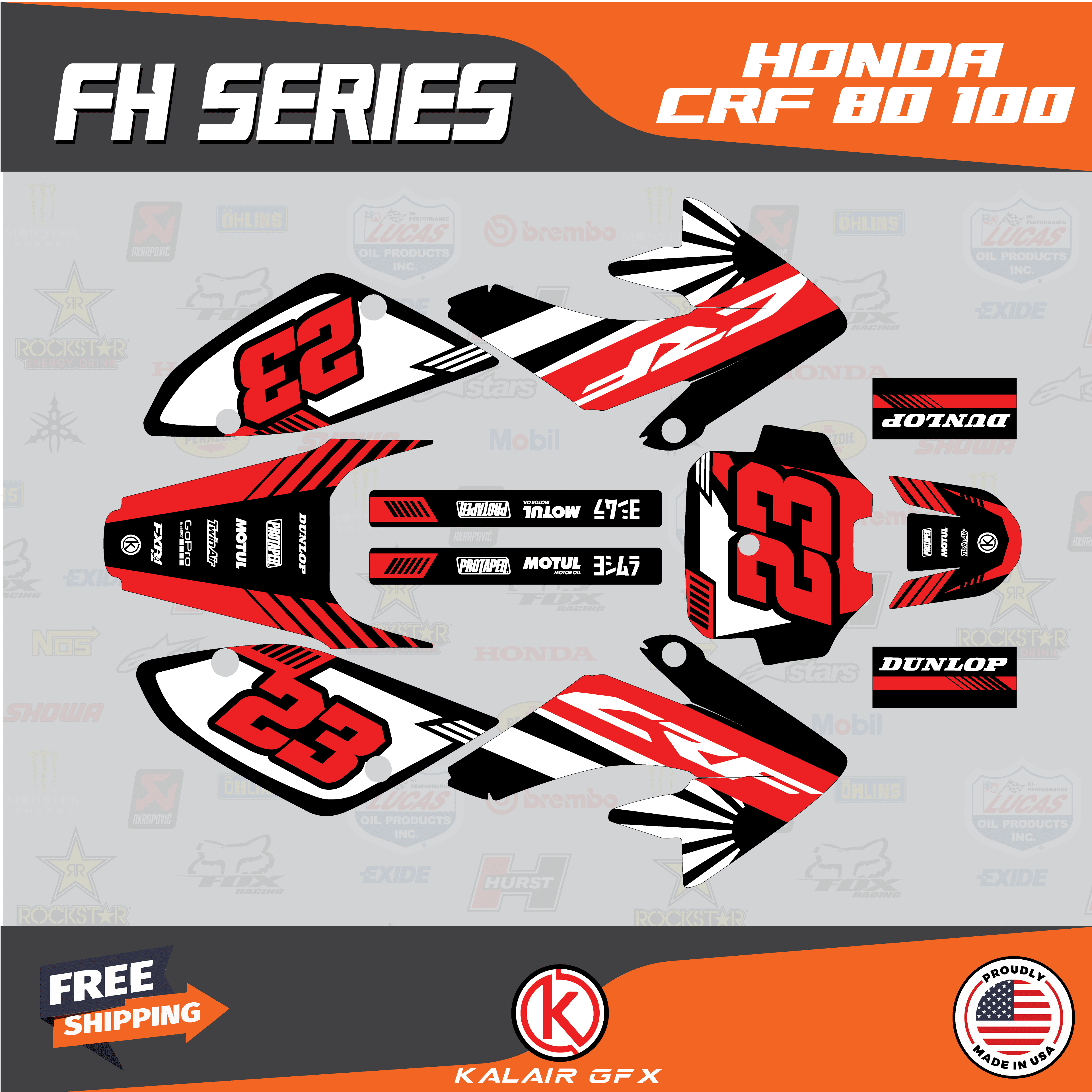 Kalair GFX Graphics Kit for Honda CRF100 (2011-2016) Fh Series ...