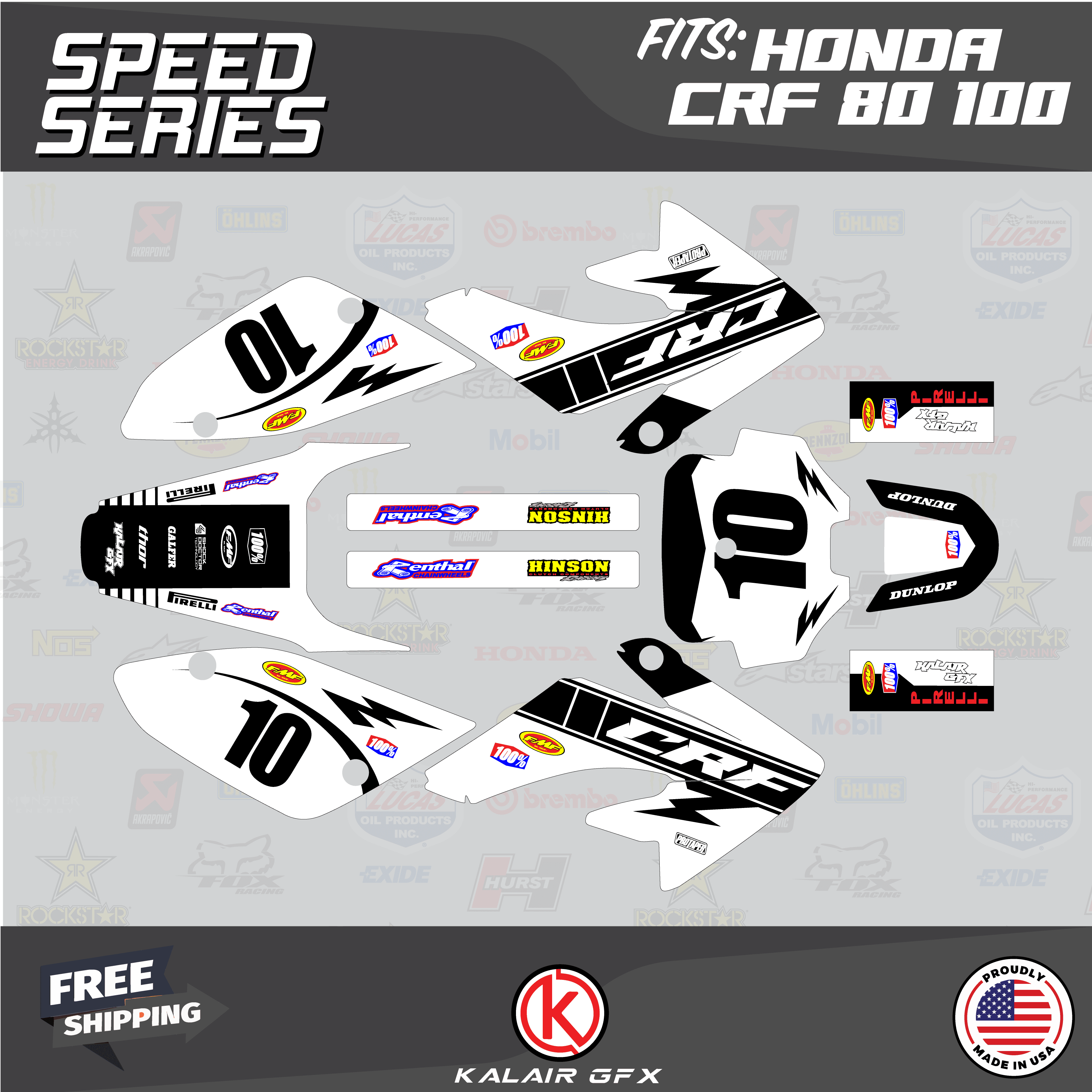 Kalair GFX Graphics Kit for Honda CRF100 (2011-2016) Speed Series ...