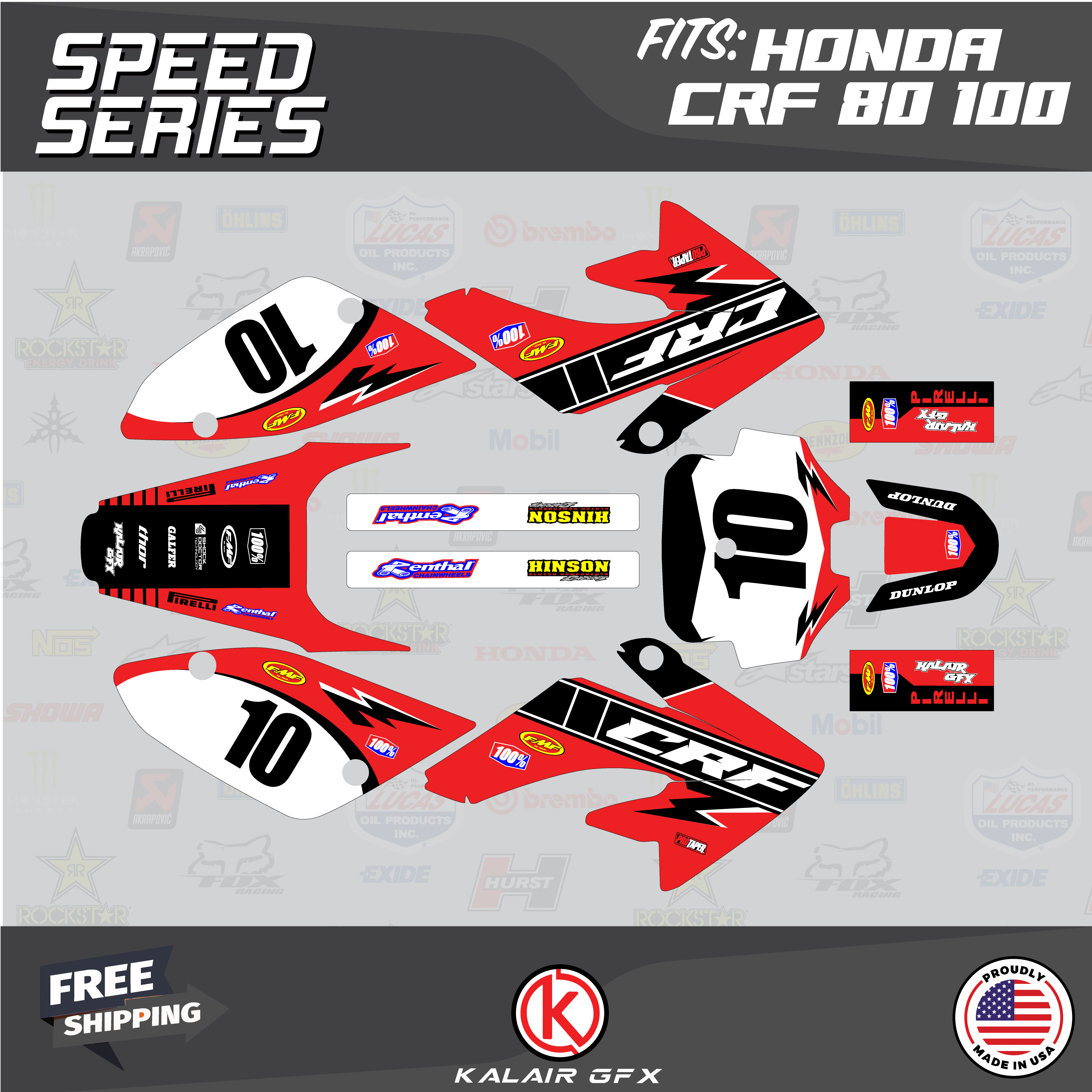 Kalair GFX Graphics Kit for Honda CRF100 (2011-2016) Speed Series ...