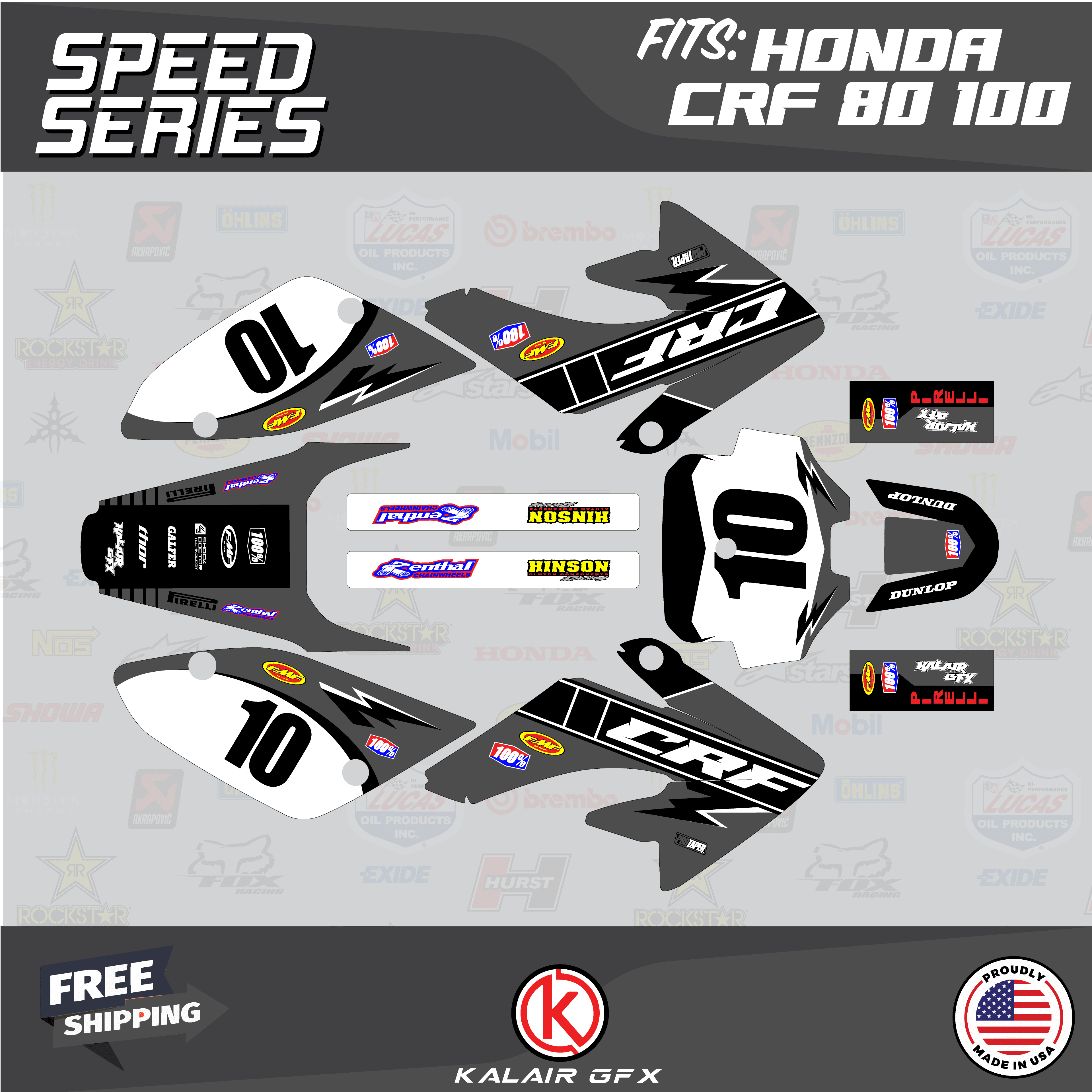 Kalair GFX Graphics Kit for Honda CRF100 (2011-2016) Speed Series ...