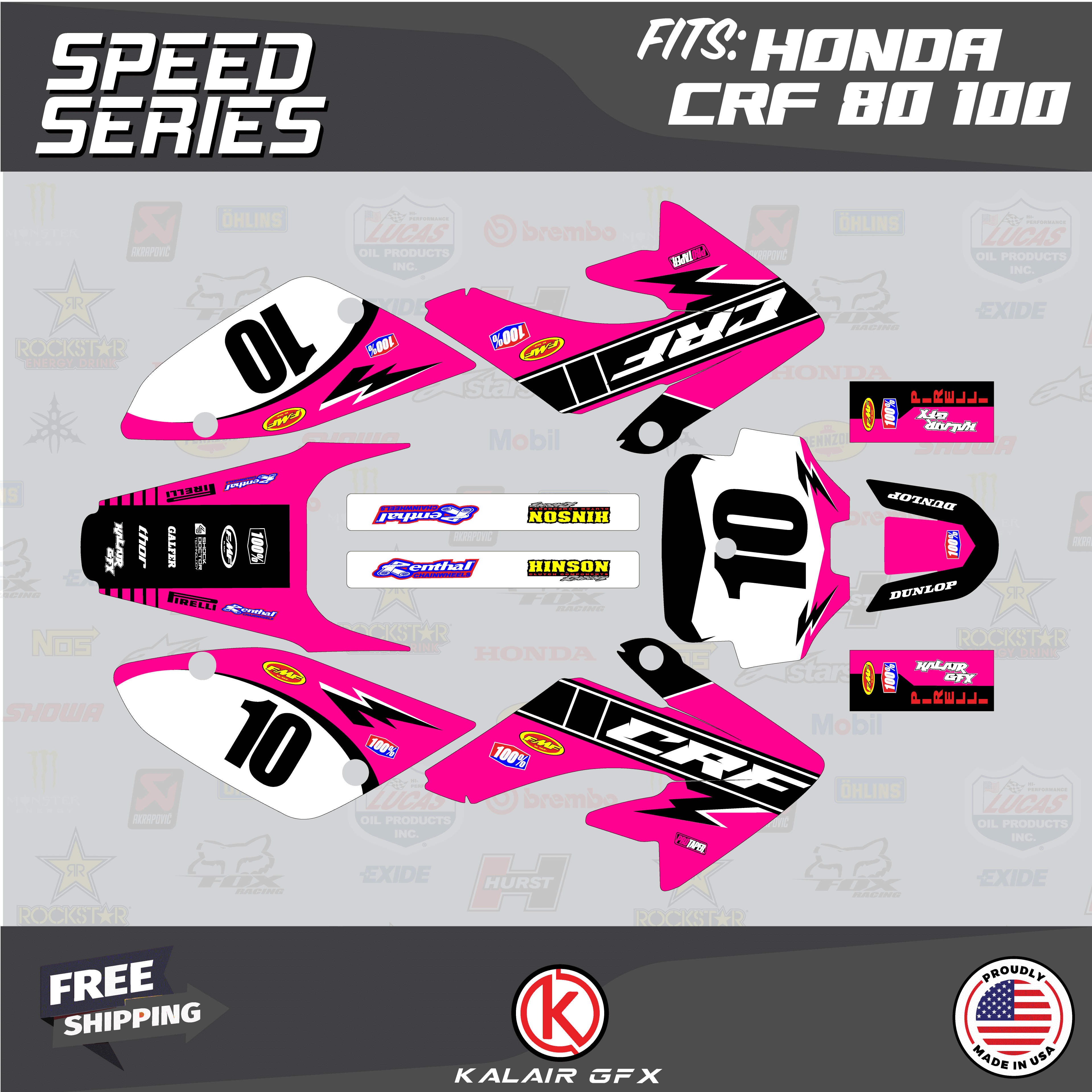Kalair GFX Graphics Kit for Honda CRF100 (2011-2016) Speed Series ...