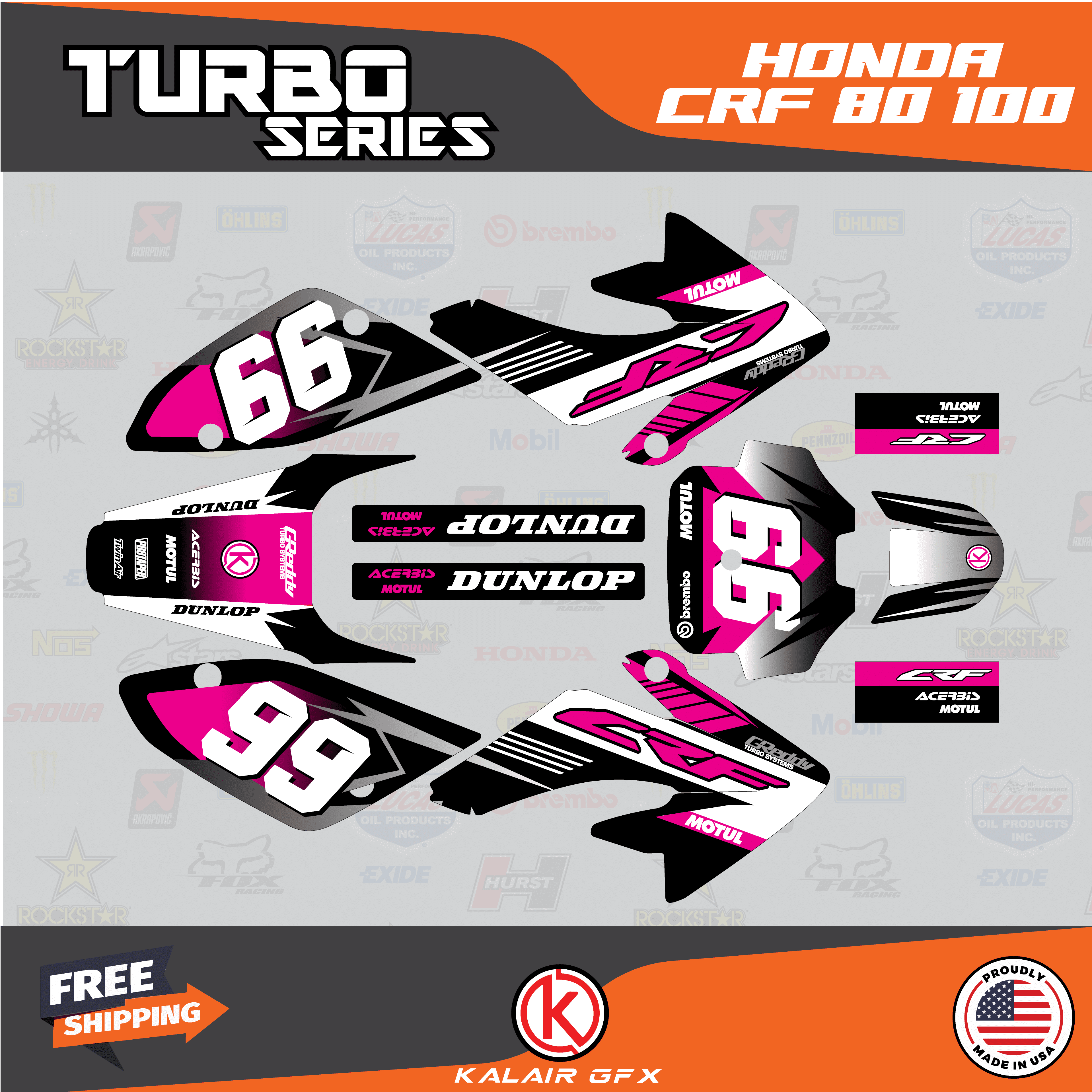 Kalair GFX Graphics Kit for Honda CRF100 (2011-2016) Turbo Series ...