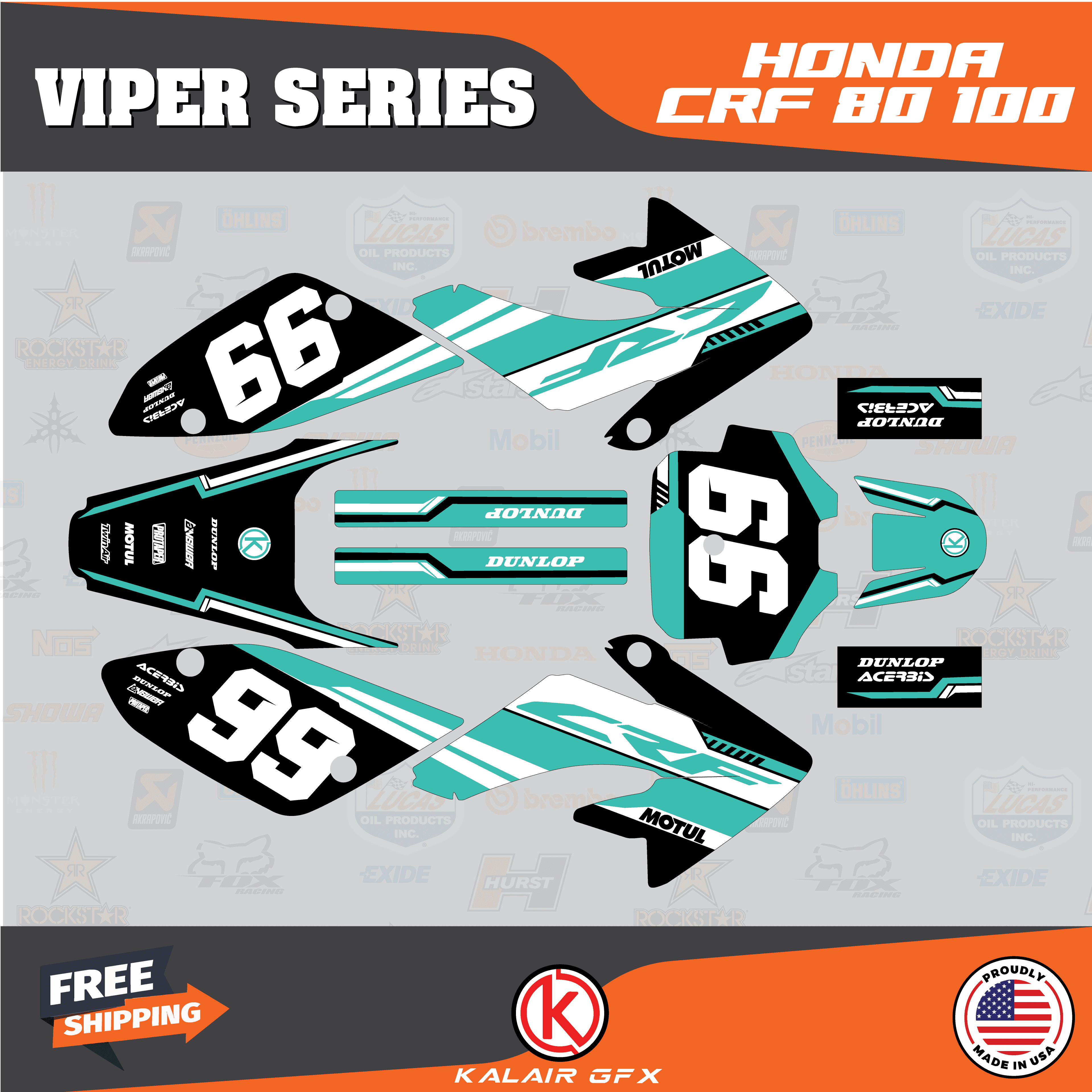 Kalair GFX Graphics Kit for Honda CRF100 (2011-2016) Viper Series ...