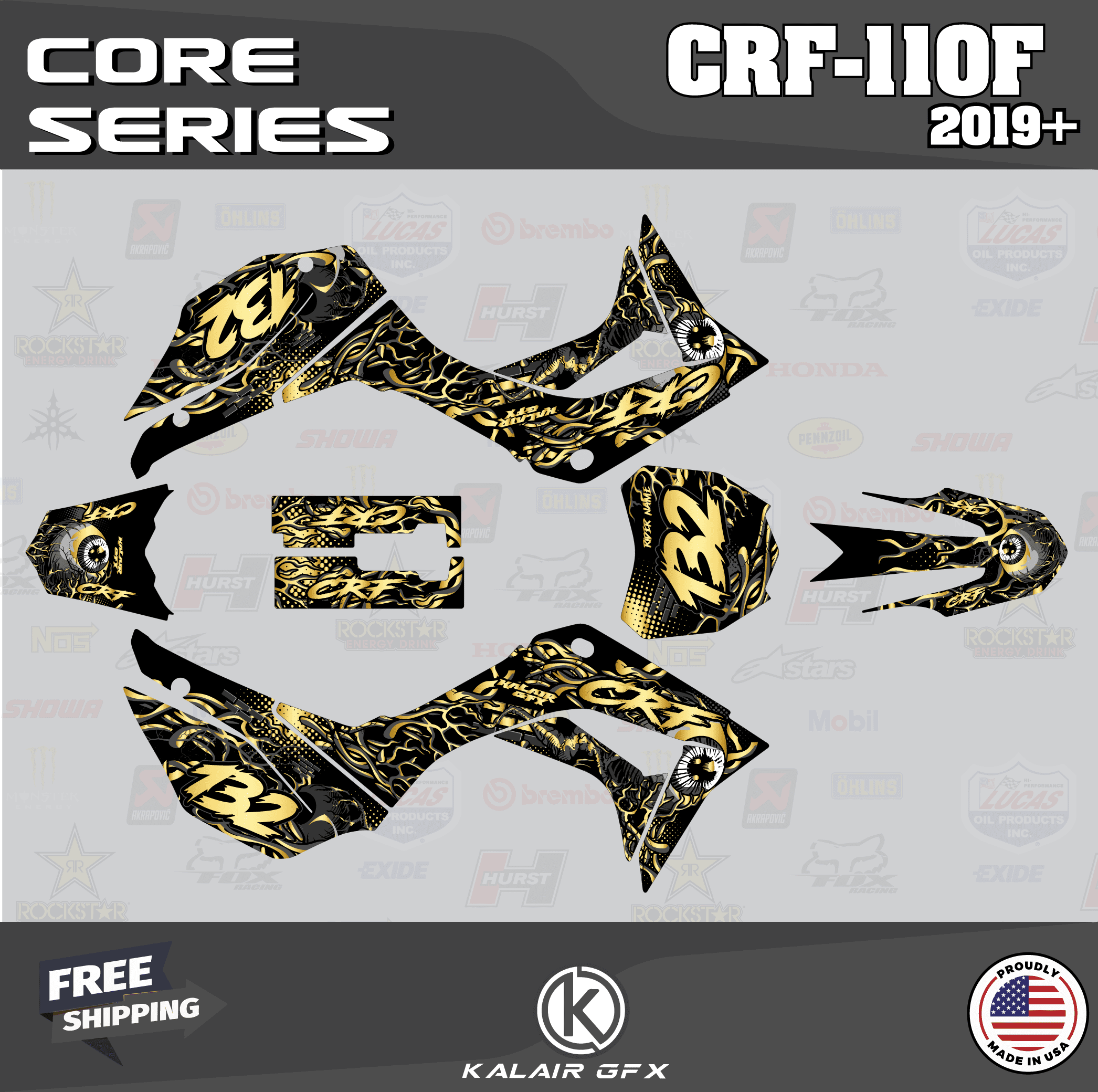 Kalair GFX Graphics Kit for Honda CRF110F (2019-2023) Core Series ...