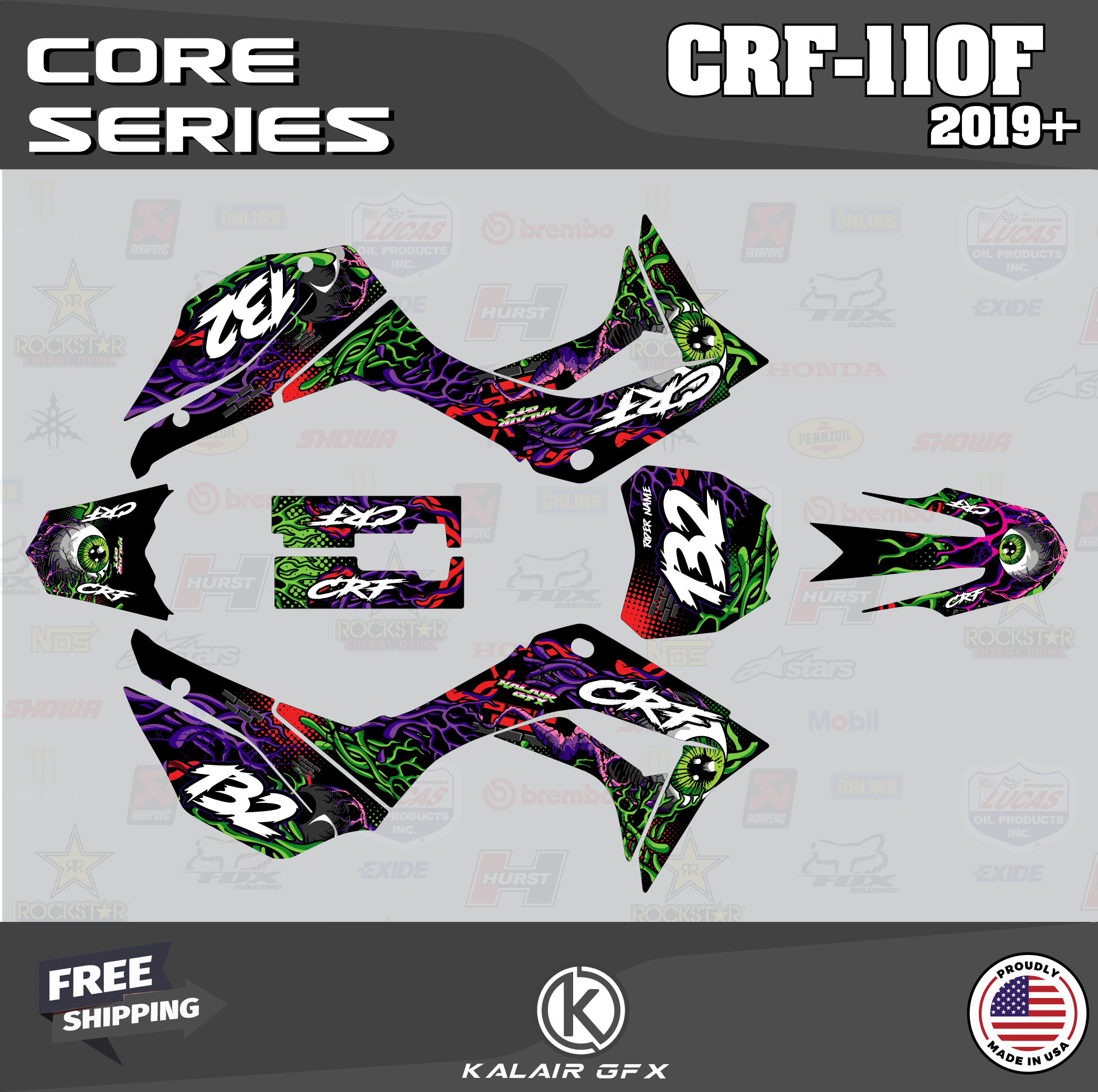 Kalair GFX Graphics Kit for Honda CRF110F (2019-2023) Core Series ...