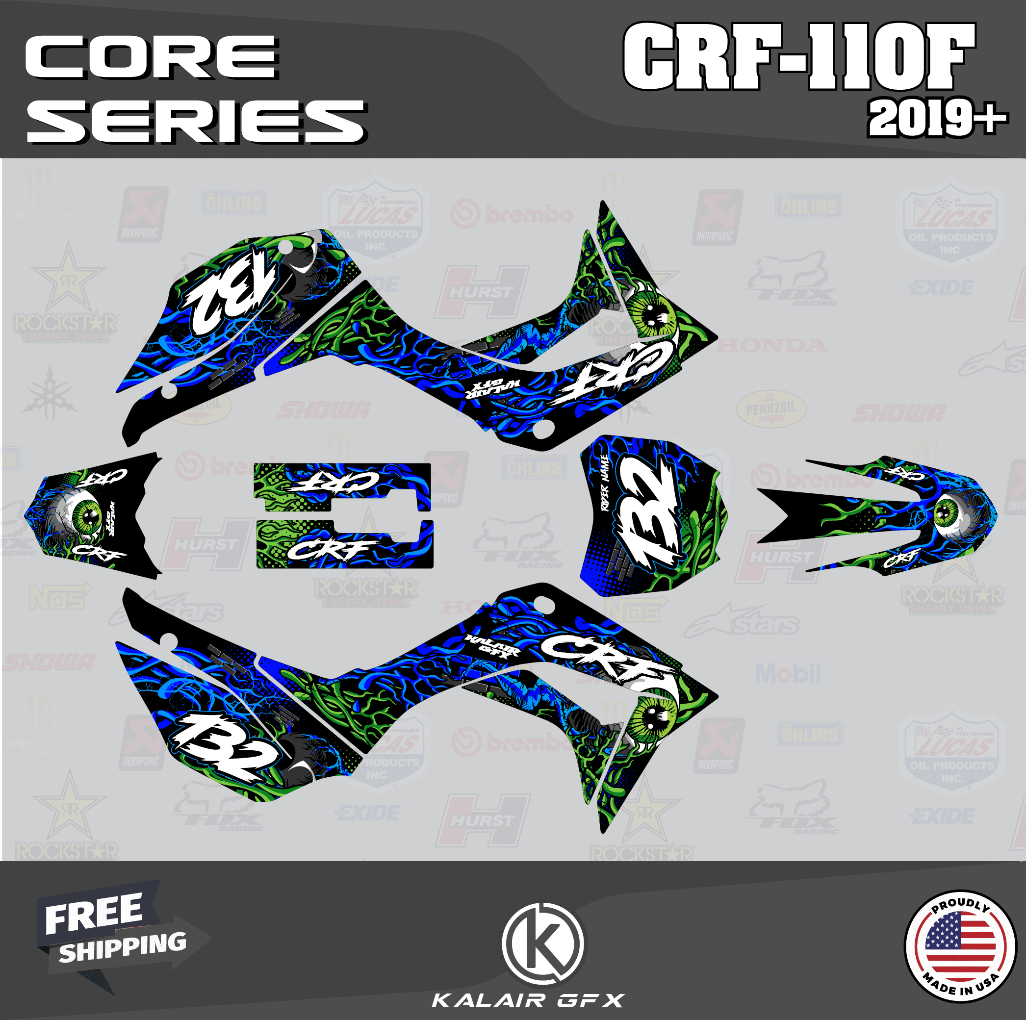 Kalair GFX Graphics Kit for Honda CRF110F (2019-2023) Core Series ...