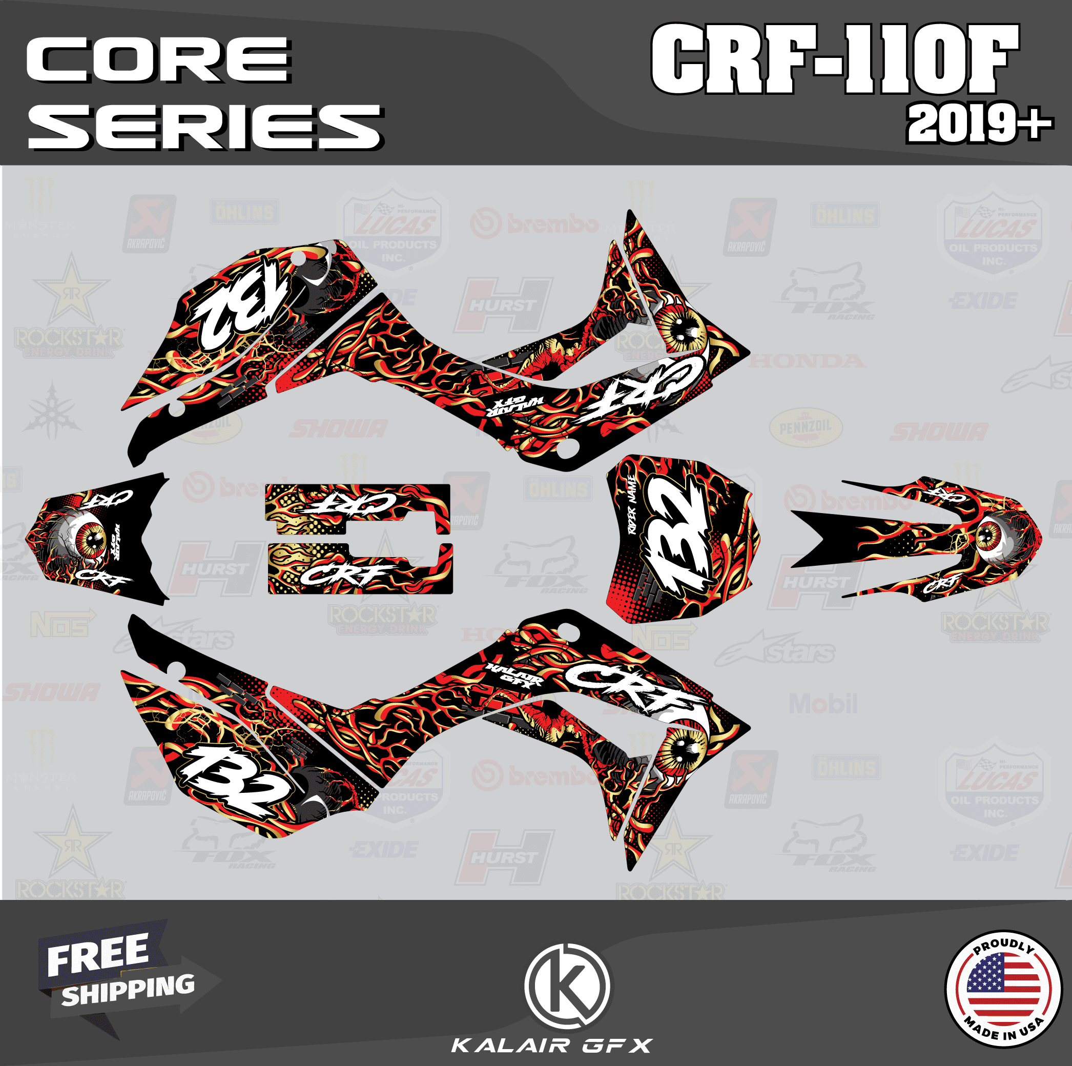 Kalair GFX Graphics Kit for Honda CRF110F (2019-2023) Core Series ...