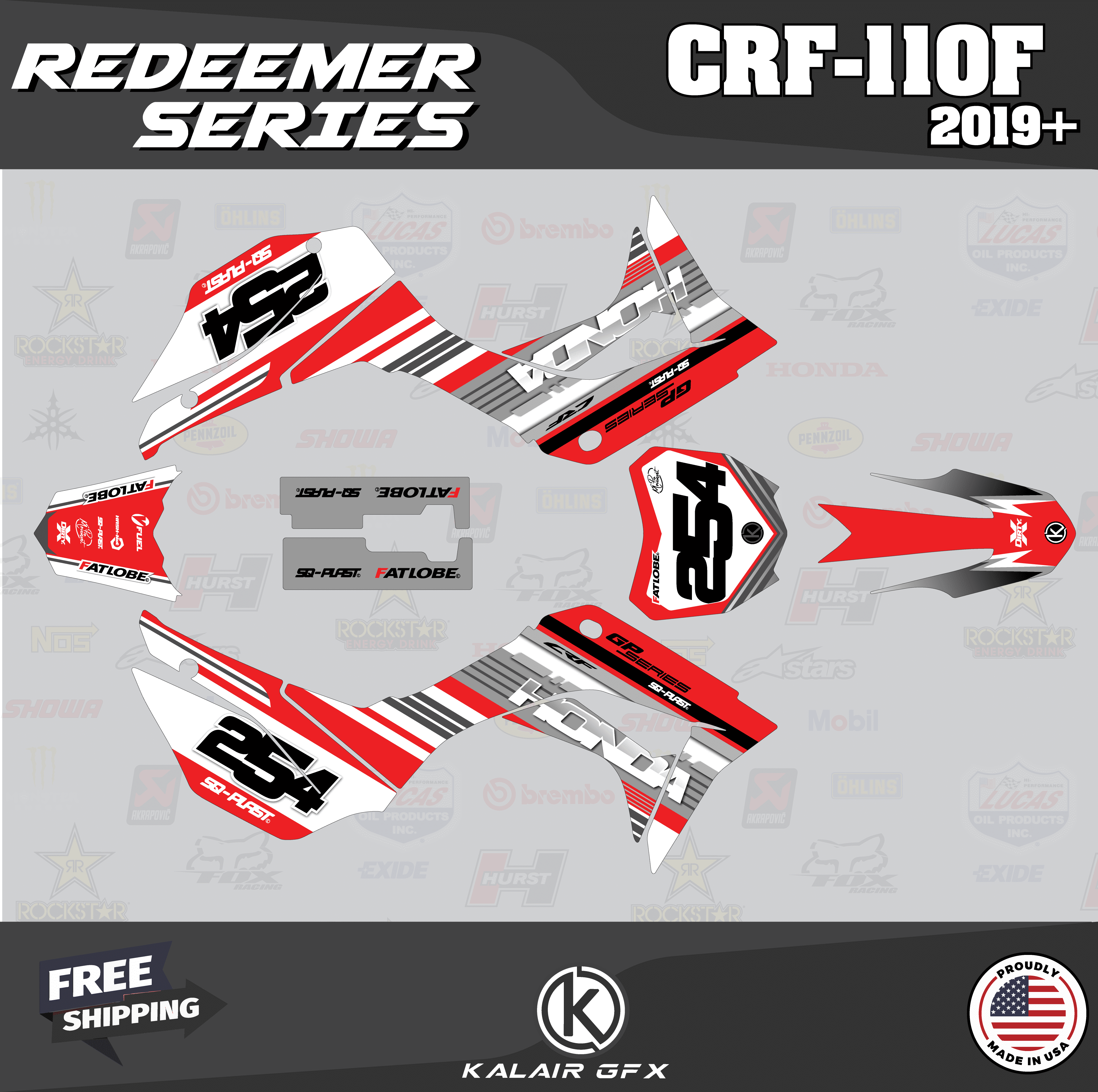 Kalair GFX Graphics Kit for Honda CRF110F (2019-2024) Redeemer Series ...