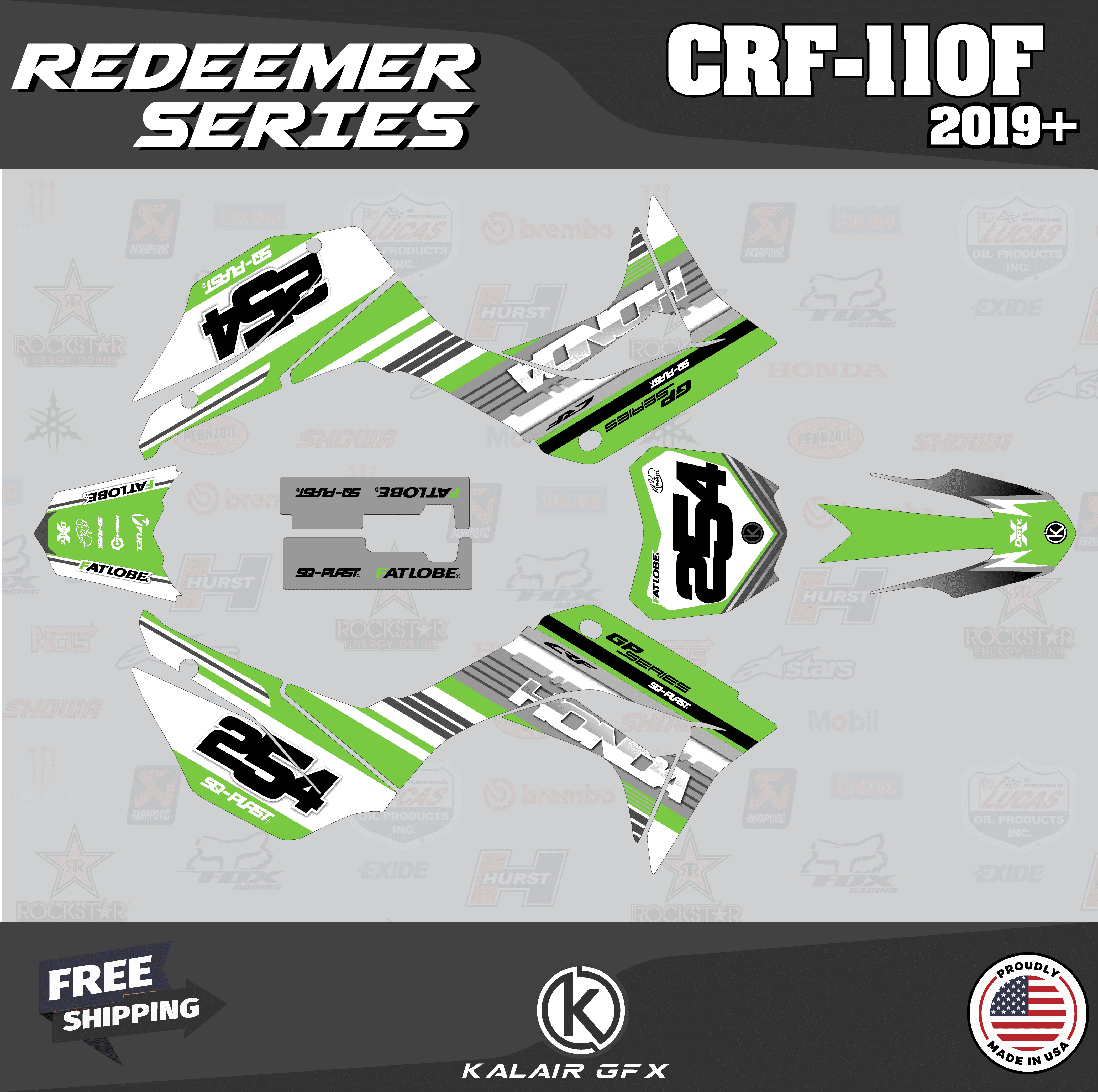 Kalair GFX Graphics Kit for Honda CRF110F (2019-2024) Redeemer Series ...