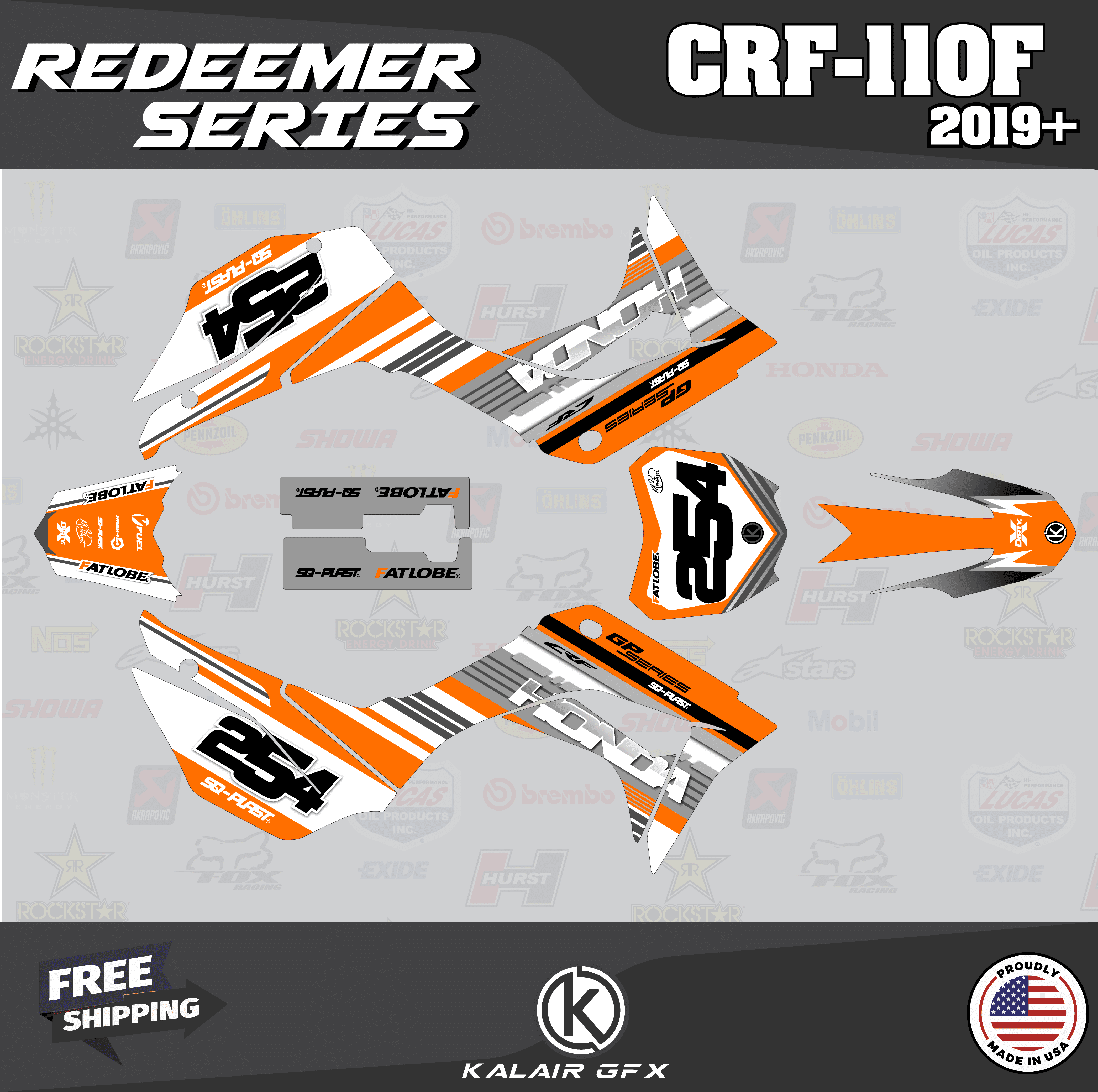 Kalair GFX Graphics Kit for Honda CRF110F (2019-2024) Redeemer Series ...