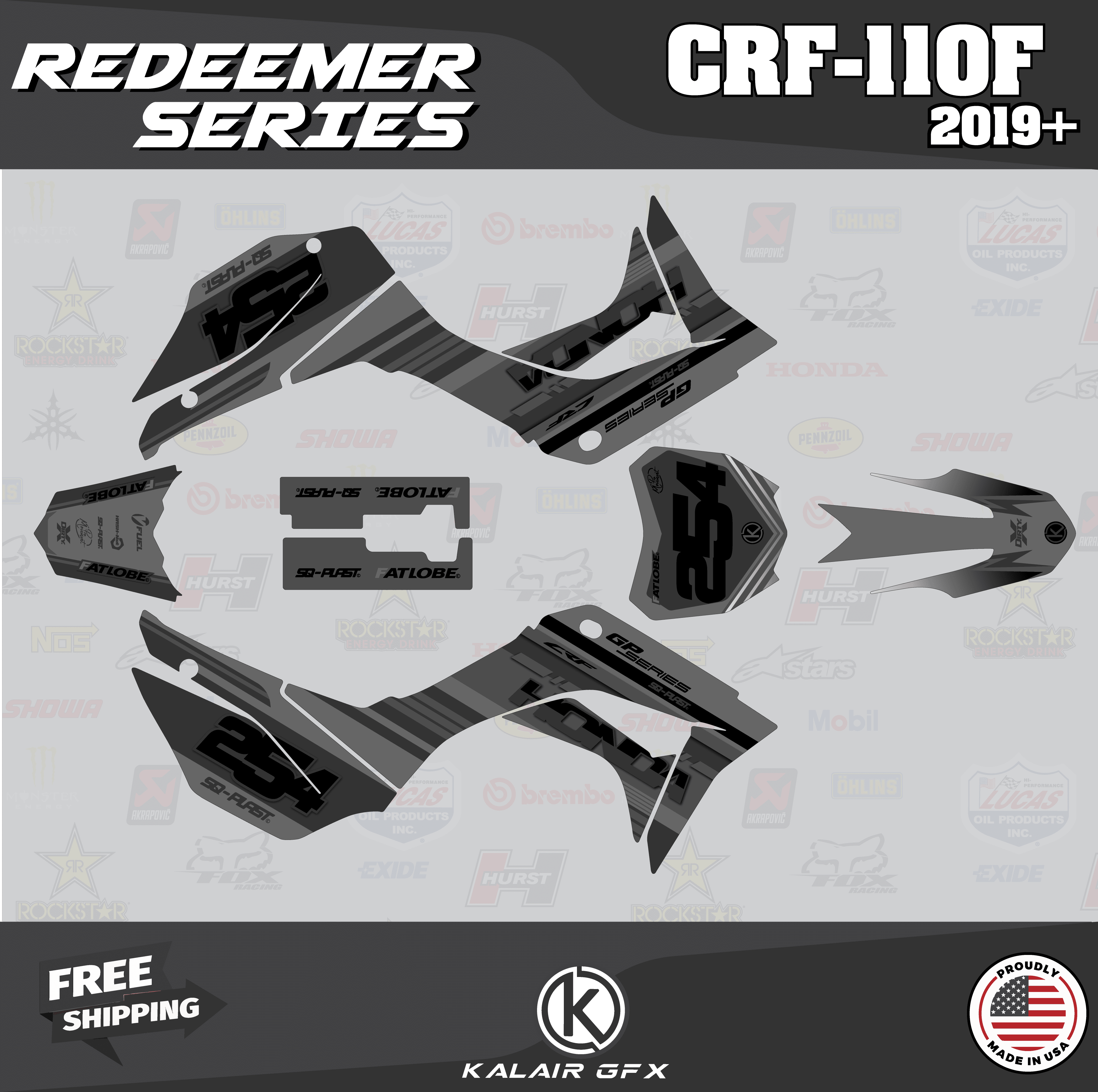 Kalair GFX Graphics Kit for Honda CRF110F (2019-2024) Redeemer Series ...