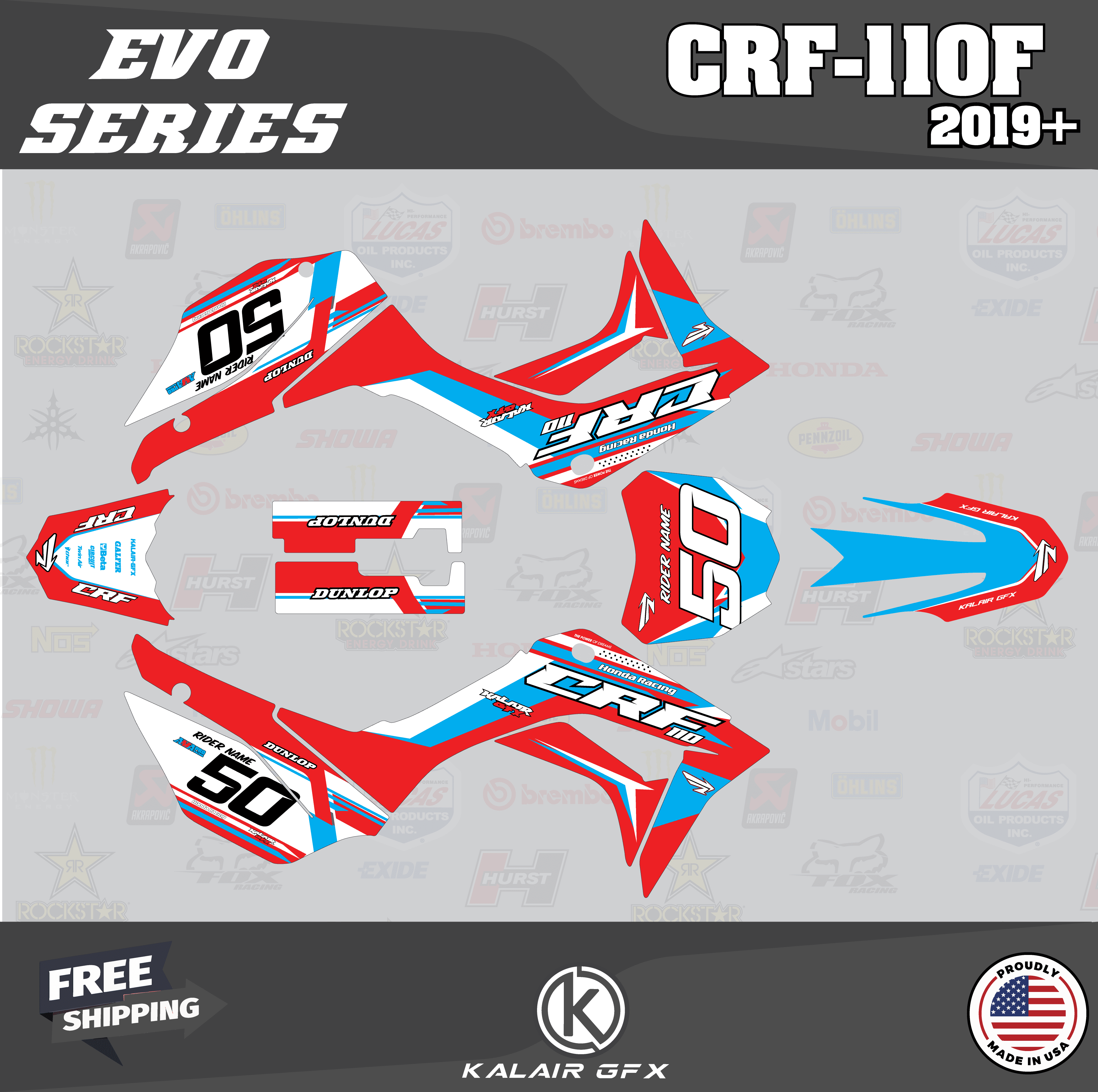 Kalair GFX Graphics Kit for Honda CRF110F (2019-2024) Evo Series ...