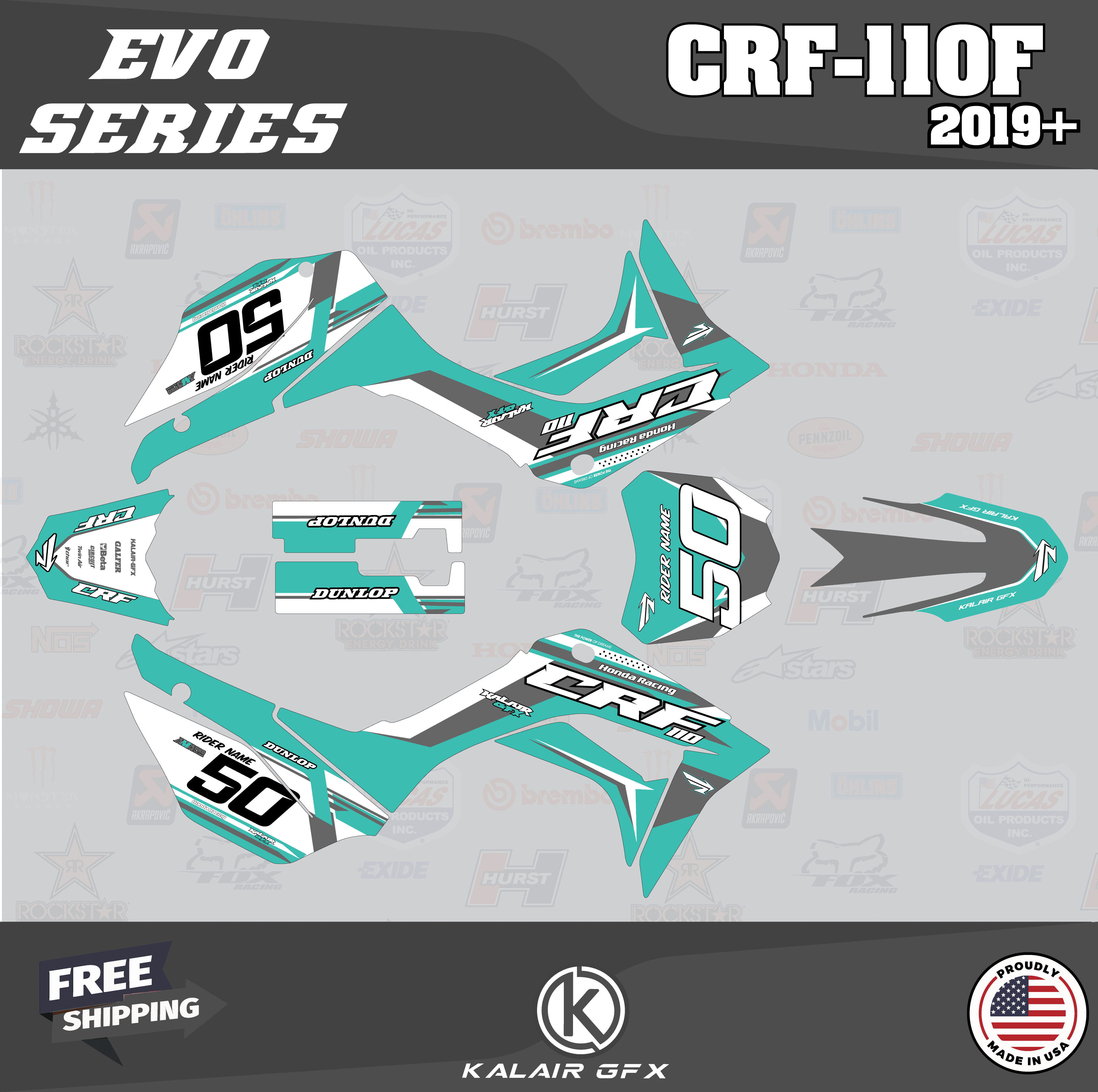 Kalair GFX Graphics Kit for Honda CRF110F (2019-2024) Evo Series ...